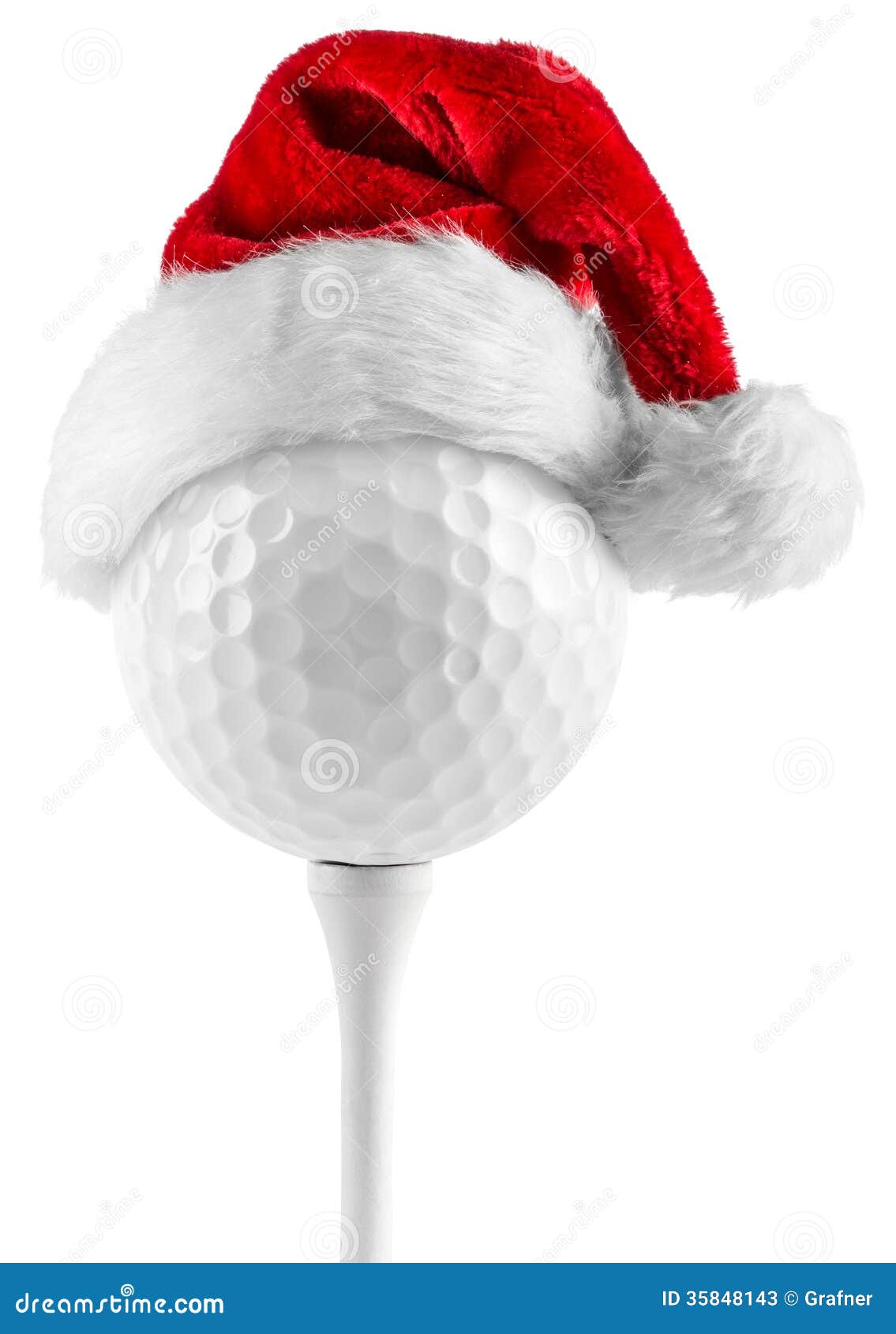 Golf ball on tee santa hat stock image. Image of headgear - 35848143