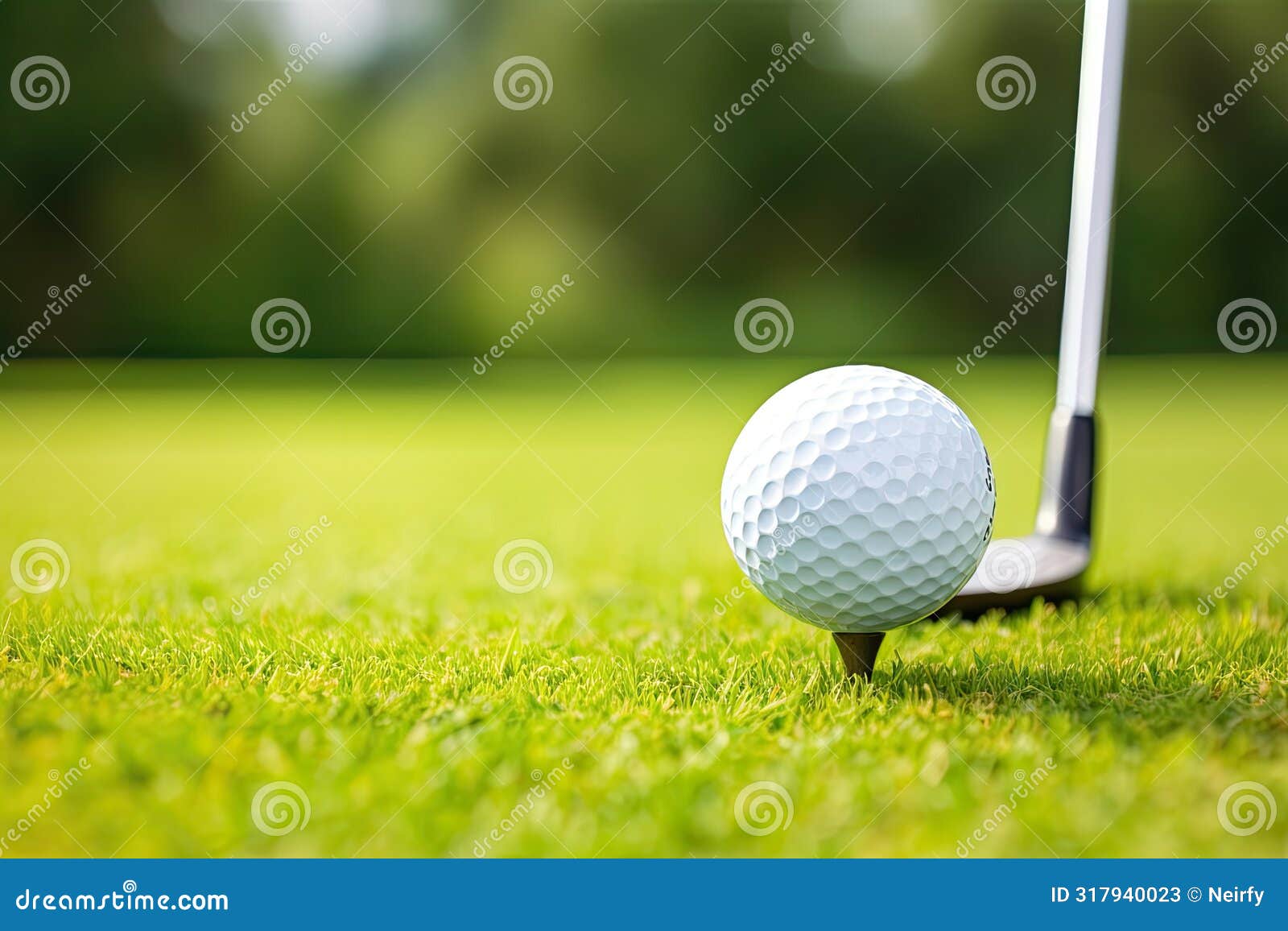 Golf Ball Teed Up and Ready for a Precise Swing with Iron Club Stock ...