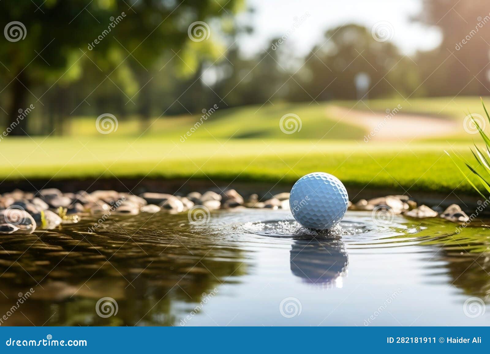 Golf Ball on Water Featured Course. Generative AI Stock Illustration ...