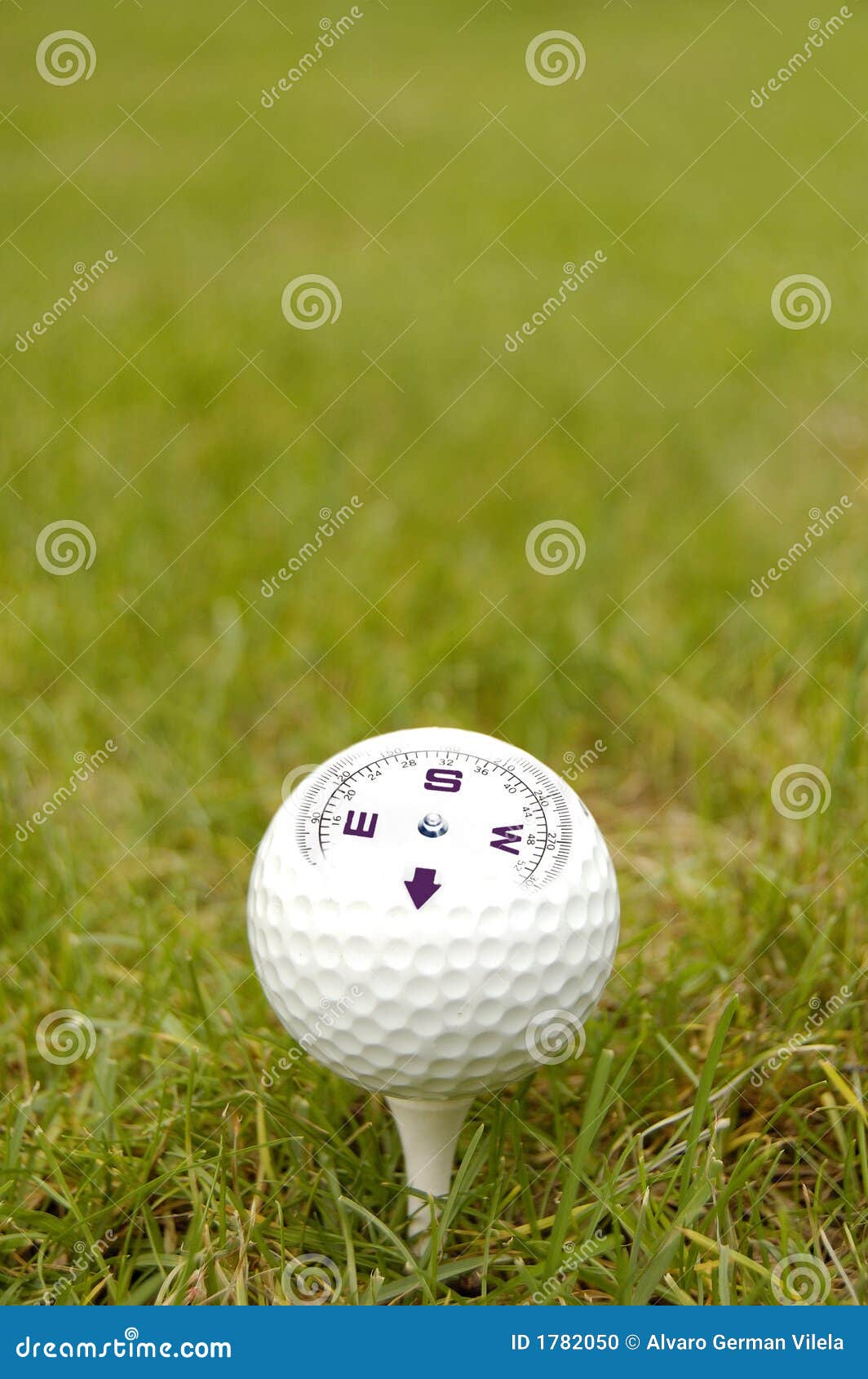 Golf ball whit Compass stock photo. Image of conceptual - 1782050