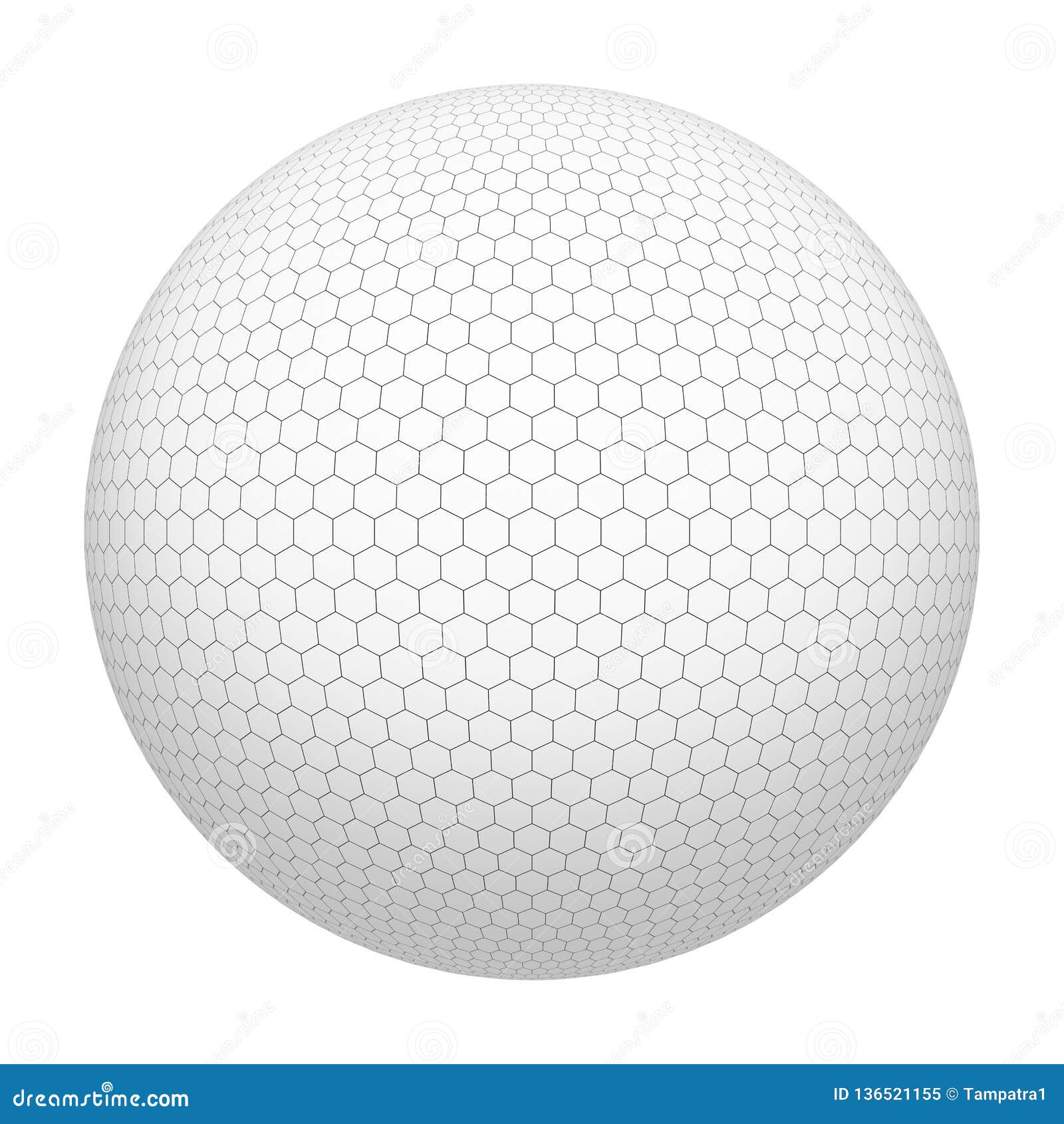 Golf Ball. White Hexagon Shape Pattern. Simple Mesh of Sphere Isolated ...
