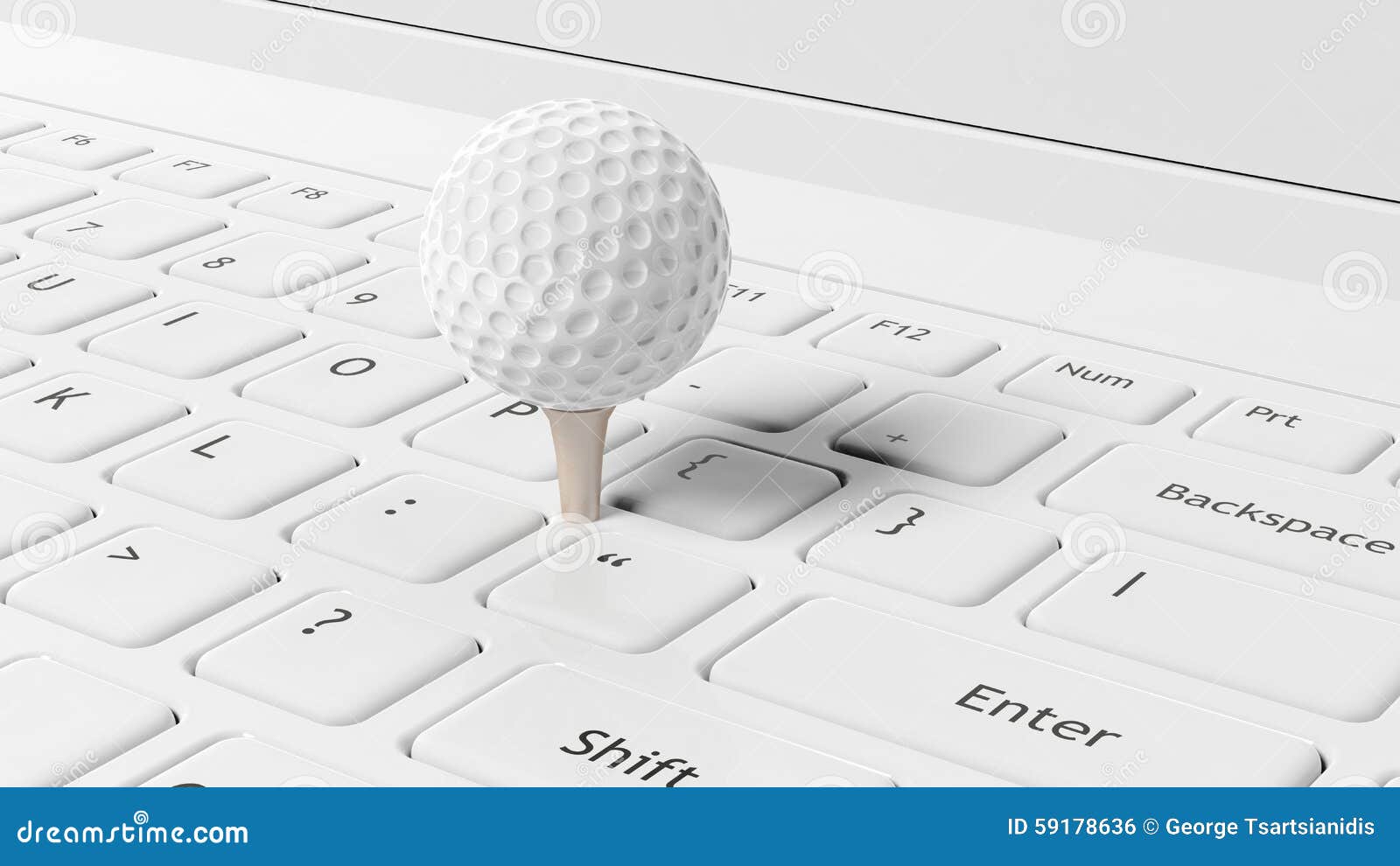 Golf ball on white laptop stock illustration. Illustration of goal ...