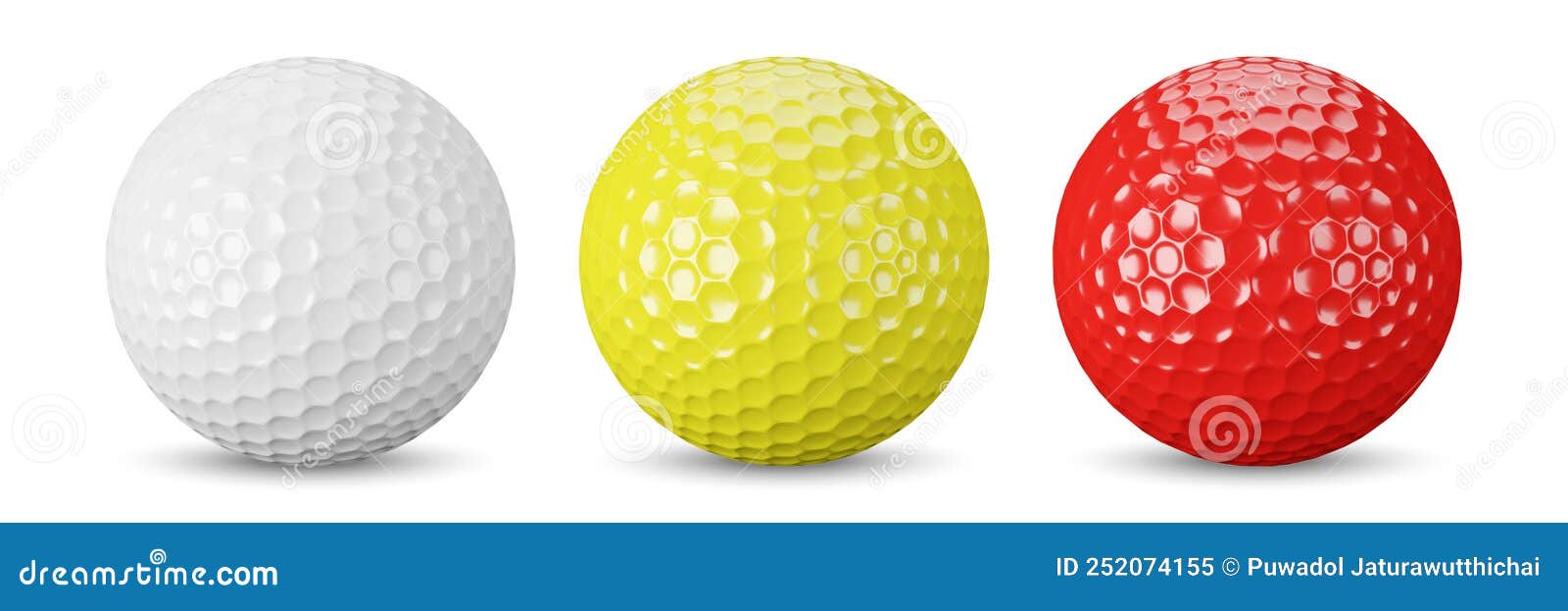 Golf Ball . White , Yellow And Red Color . Isolated . Embedded Clipping ...