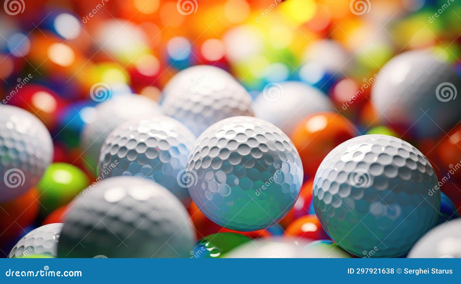 Golf Balls in a Colorful Background, AI Stock Illustration ...