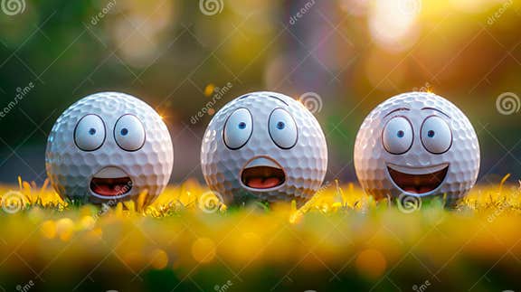 Golf Balls with Expressive Faces on Green Grass. Generative Ai Stock ... Golf Balls with Expressive Faces on Green Grass. Generative Ai Stock ...