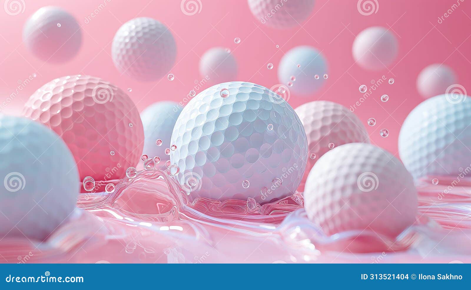 A Golf Balls Falling Down, Pastel Colors Stock Illustration ...