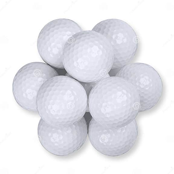 Golf Balls Stacked in Pyramid Shape, from Above, on White Background ...