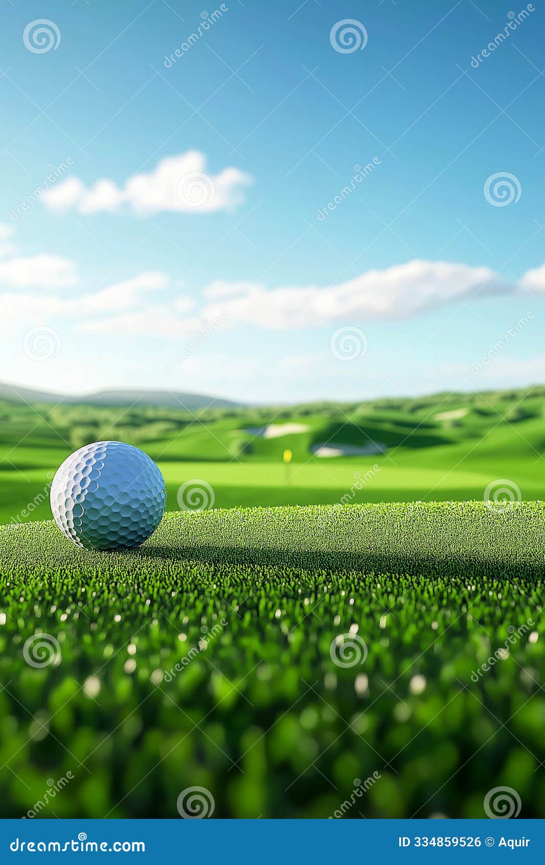 Golf Banner. Golf Ball on the Tee in a Beautiful Green Landscape Stock ...