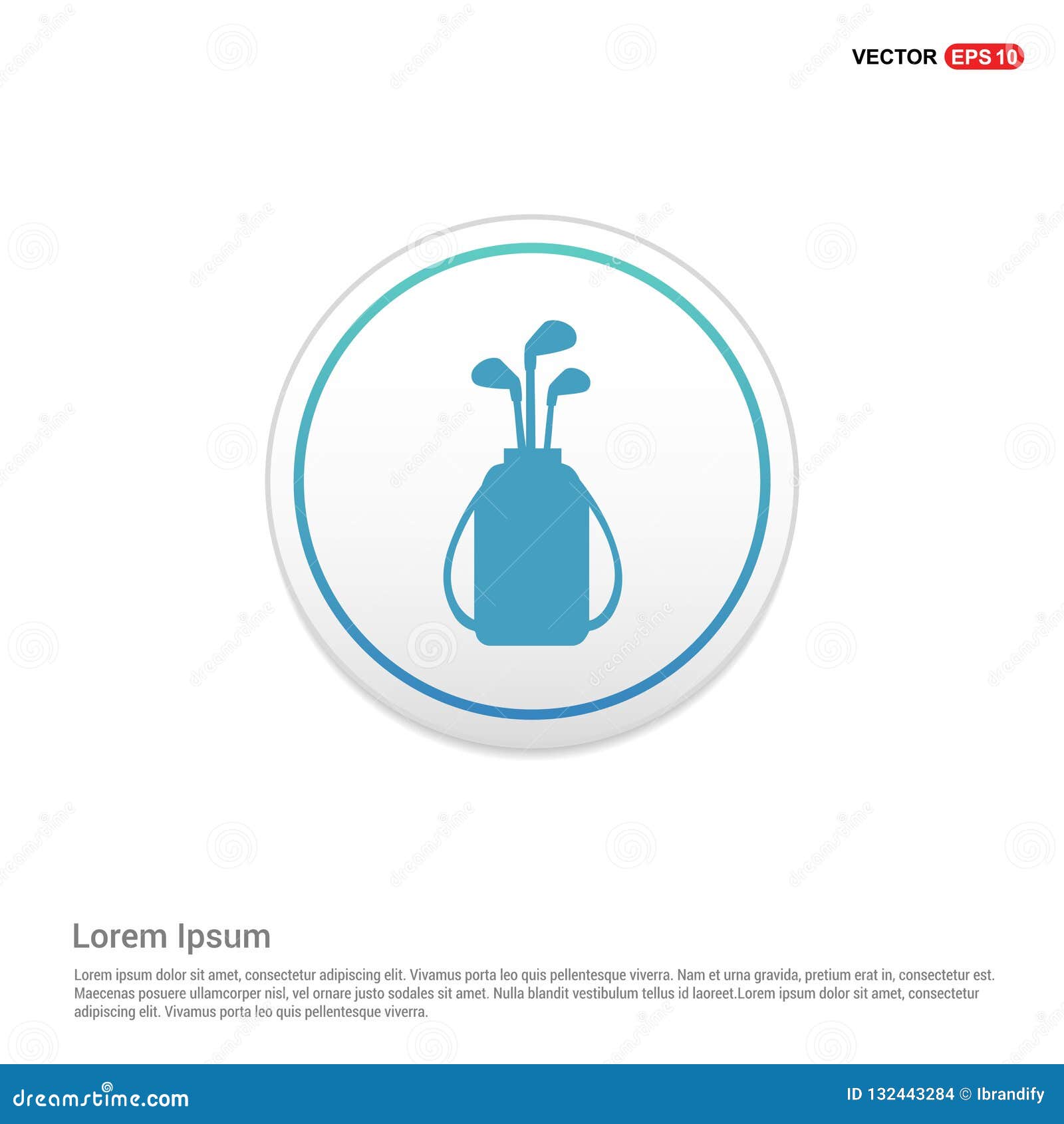 Golf Bat Icon - White Circle Button Stock Vector - Illustration of ...