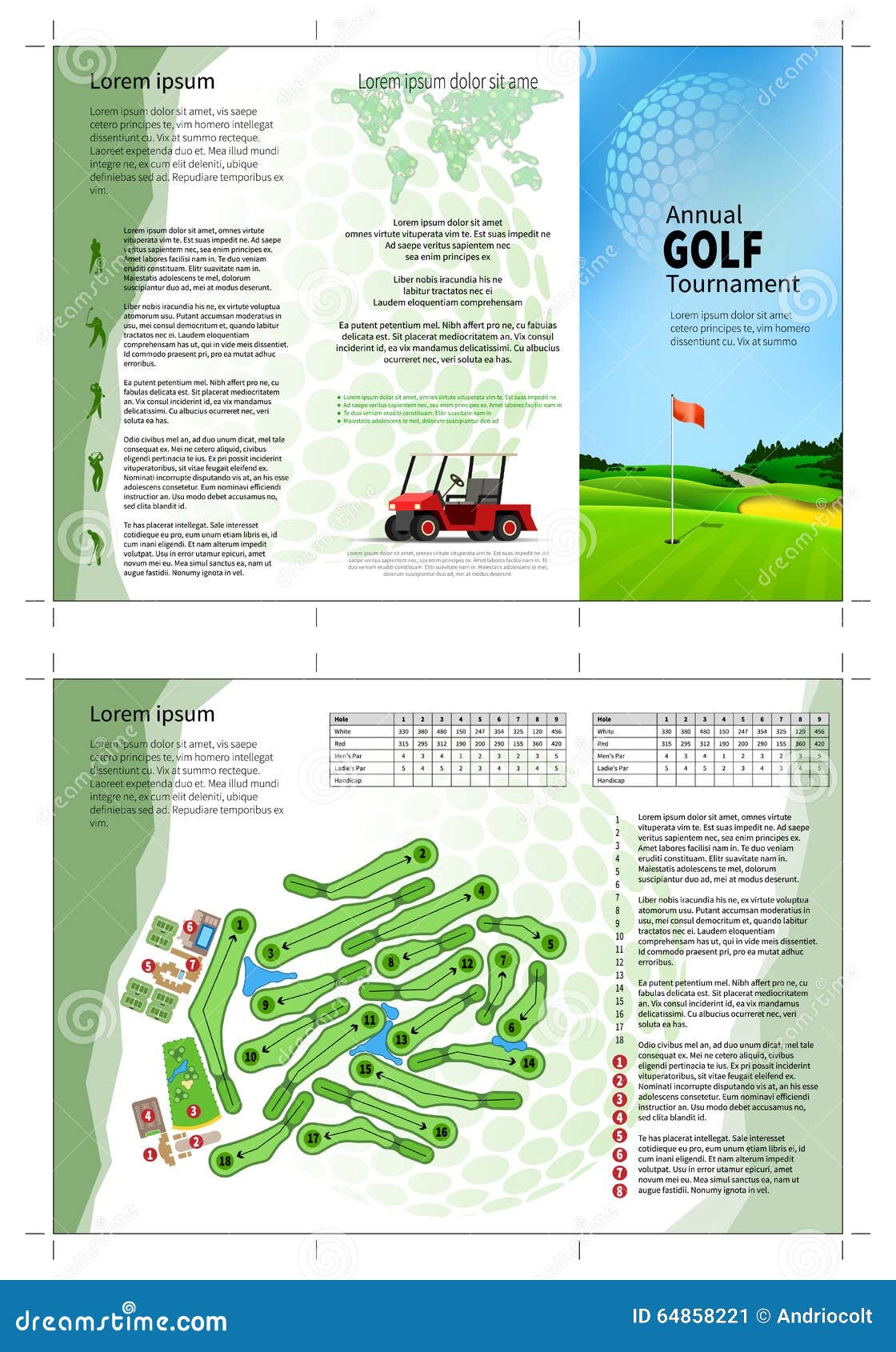 Golf brochure stock vector. Illustration of design, magazine - 64858221