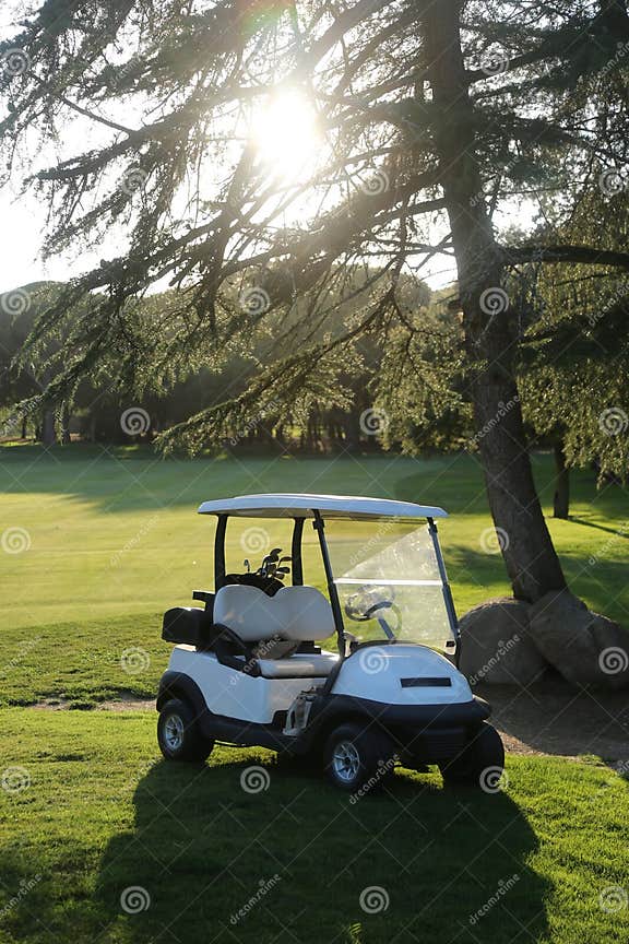 Golf Buggy Car in the Golf Course Stock Photo - Image of golf, light ...