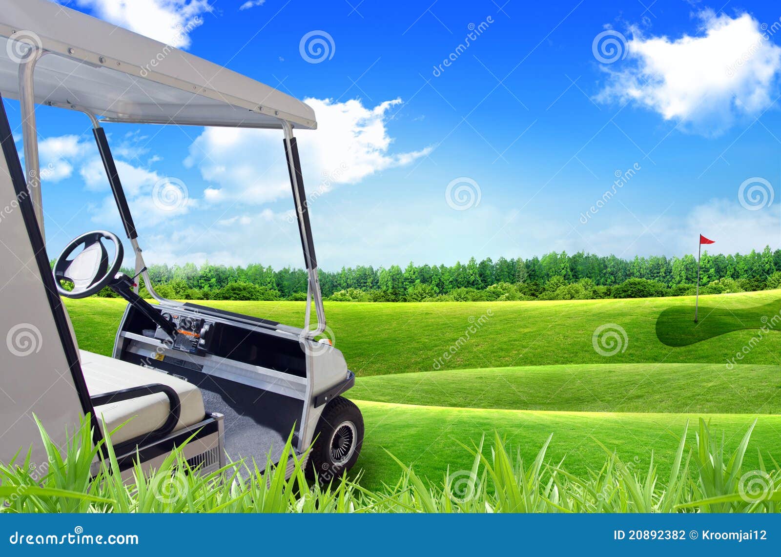 Golf caddie car stock photo. Image of lake, scenery, cart - 20892382
