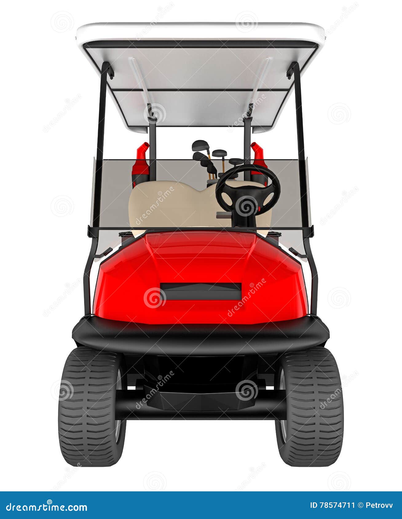 Golf Car Front View Isolated on White. 3D Rendering Stock Illustration ...