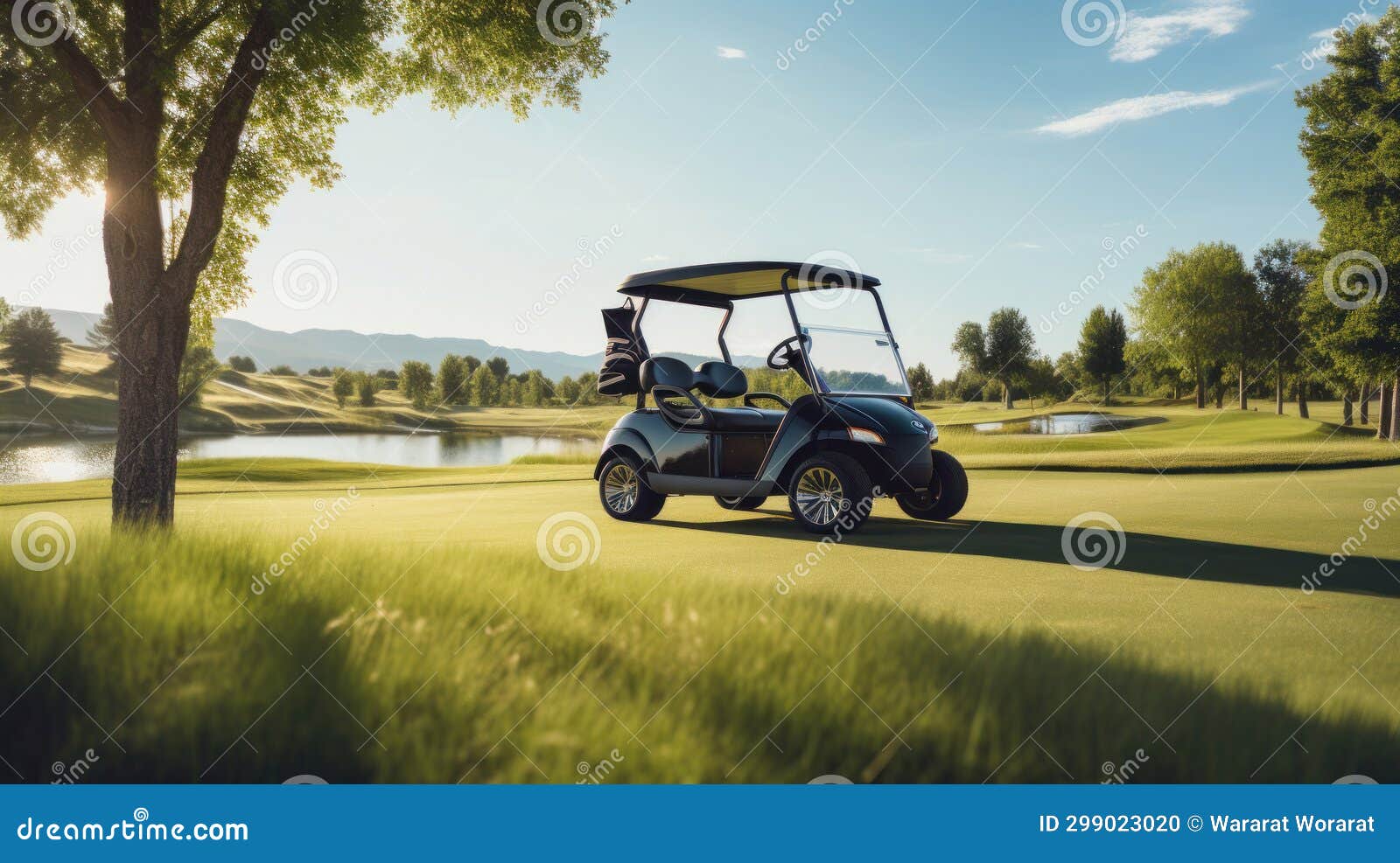 A Golf Car on the Golf Course Stock Photo - Image of meadow, summer ...