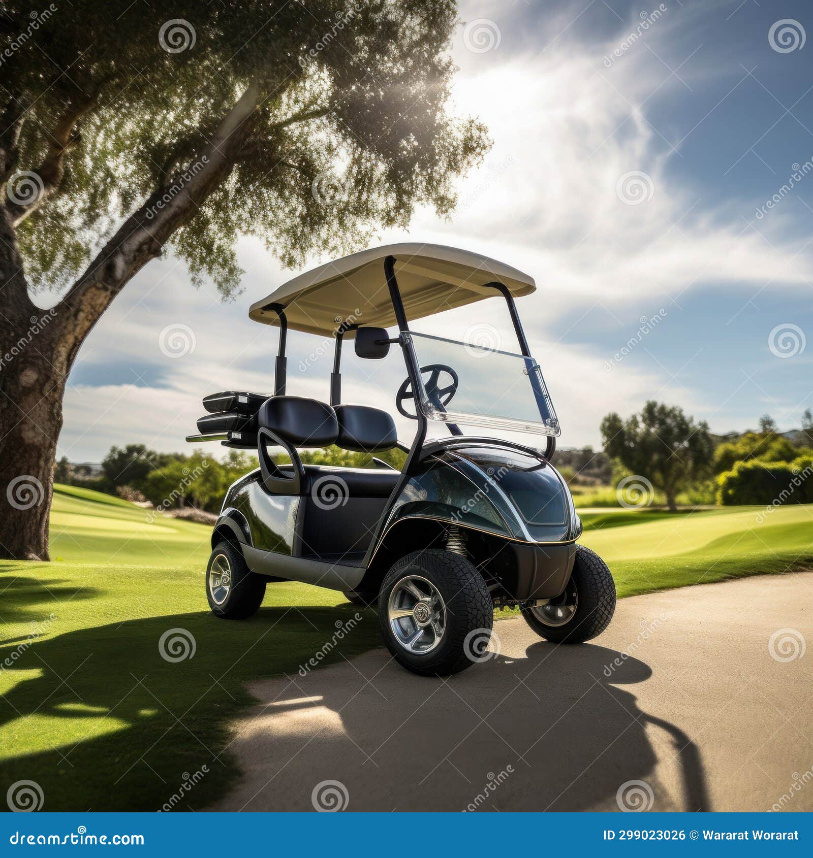 A Golf Car on the Golf Course Stock Photo - Image of green, golfing ...