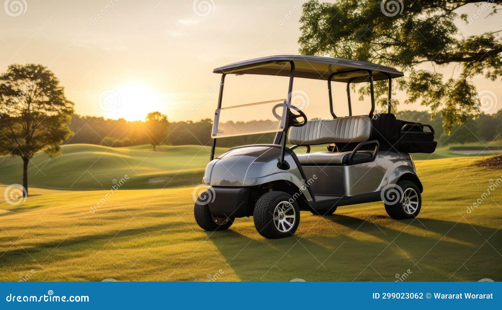 A Golf Car on the Golf Course Stock Illustration - Illustration of club ...