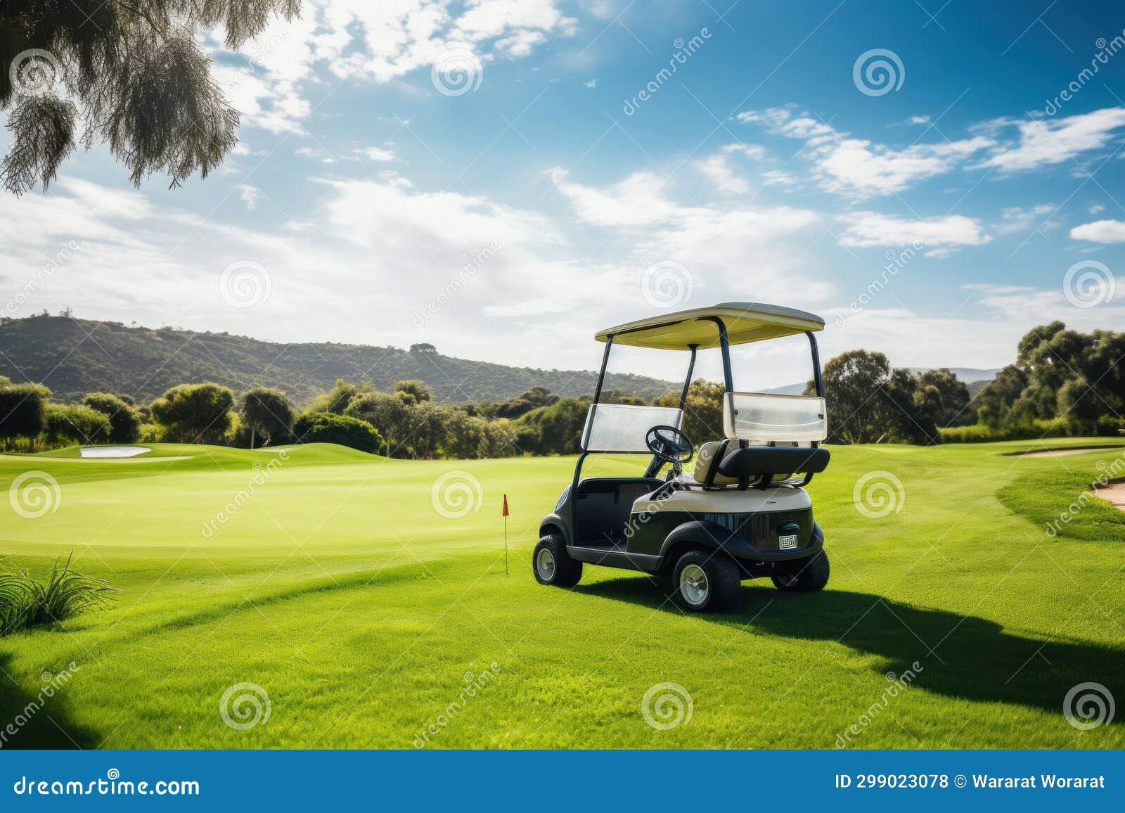 A Golf Car on the Golf Course Stock Illustration - Illustration of ...