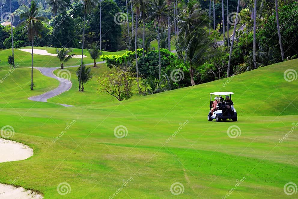 Golf Car on the Golf Course Stock Photo - Image of holiday, vacations ...