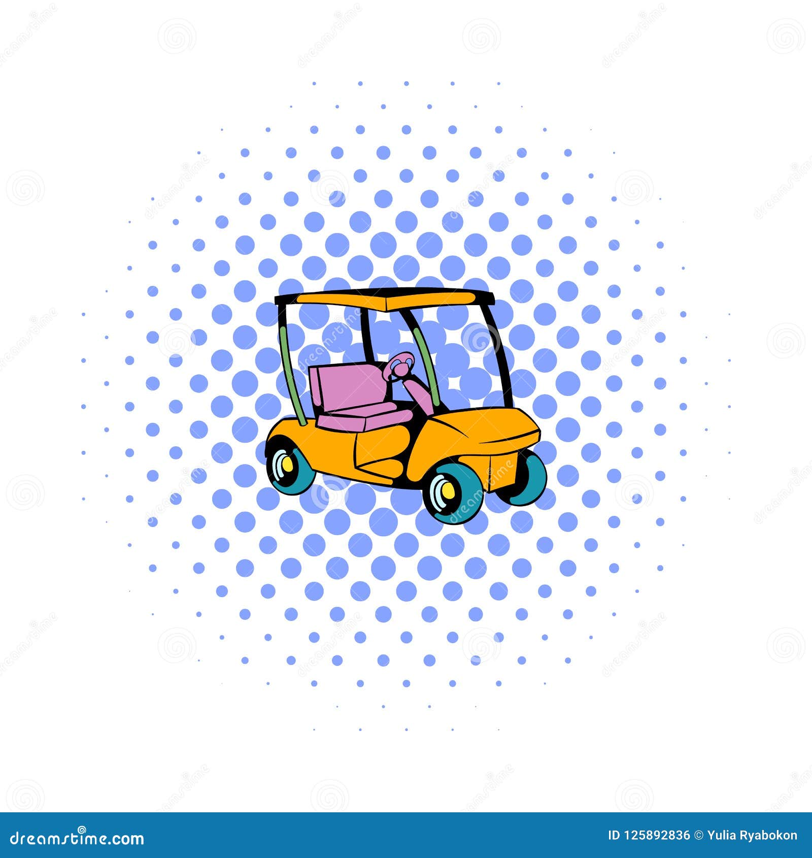 Golf Car Icon, Comics Style Stock Illustration - Illustration of game ...
