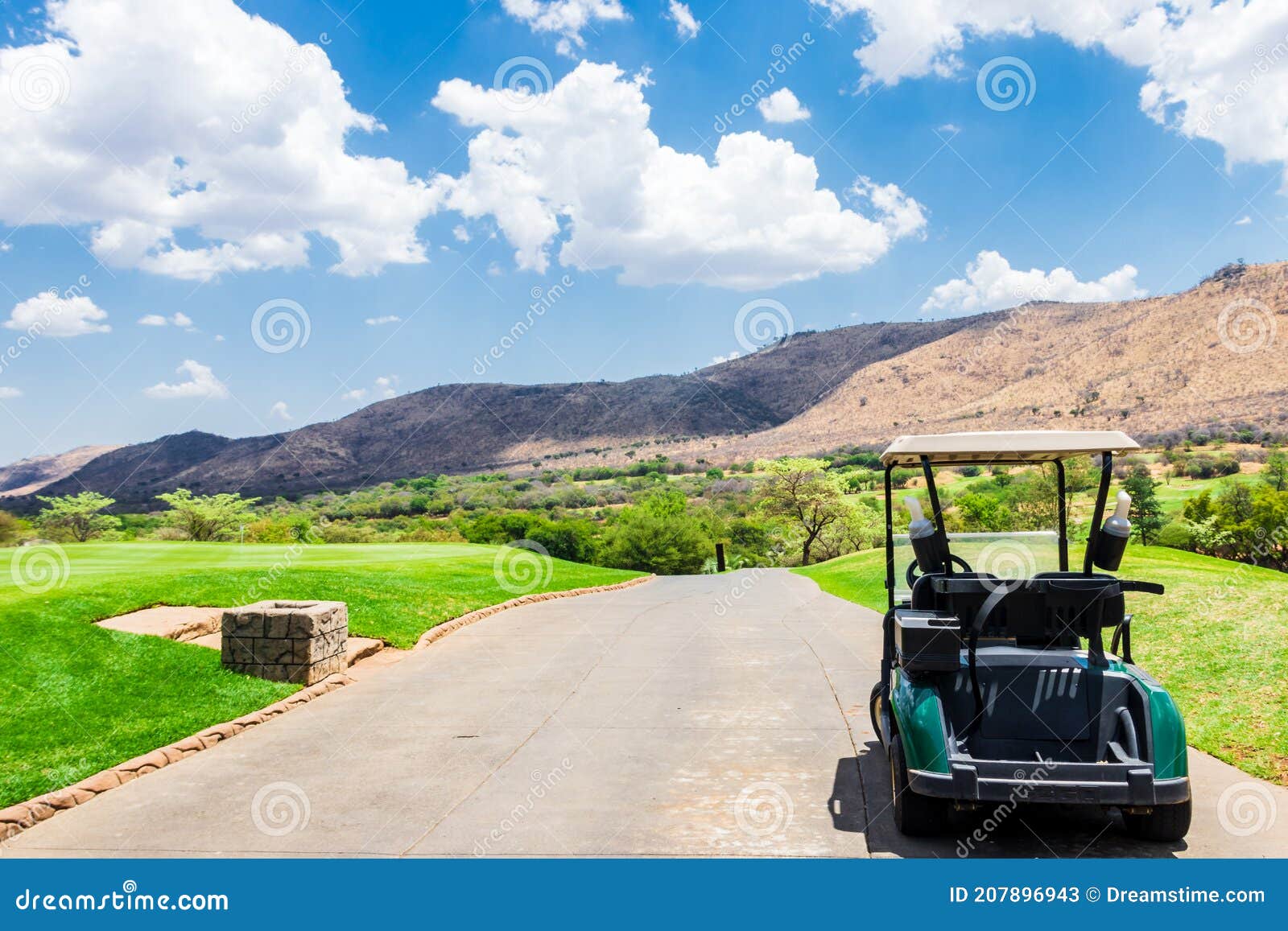 Golf cart on a golf course stock image. Image of transport - 207896943