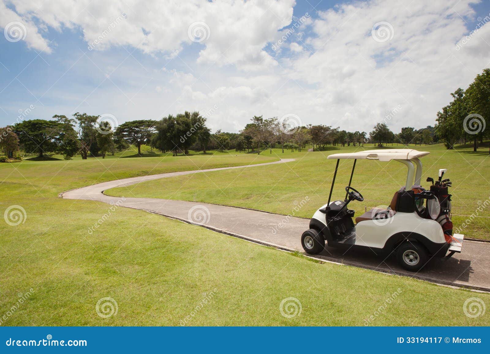 Golf Cart on the Part in Golf Course Stock Image - Image of field ...