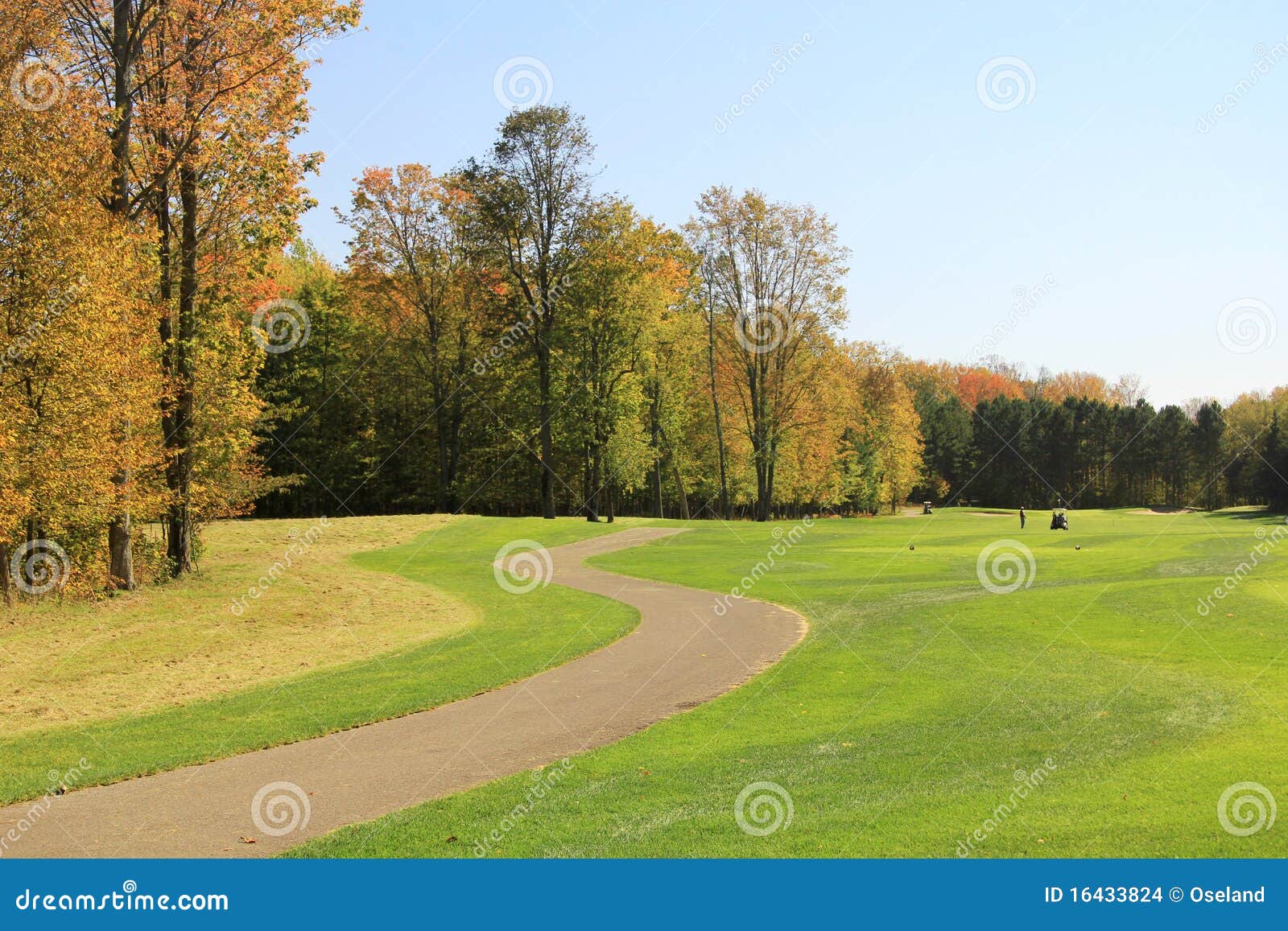 Golf Cart Path in Autumn stock photo. Image of orange - 16433824