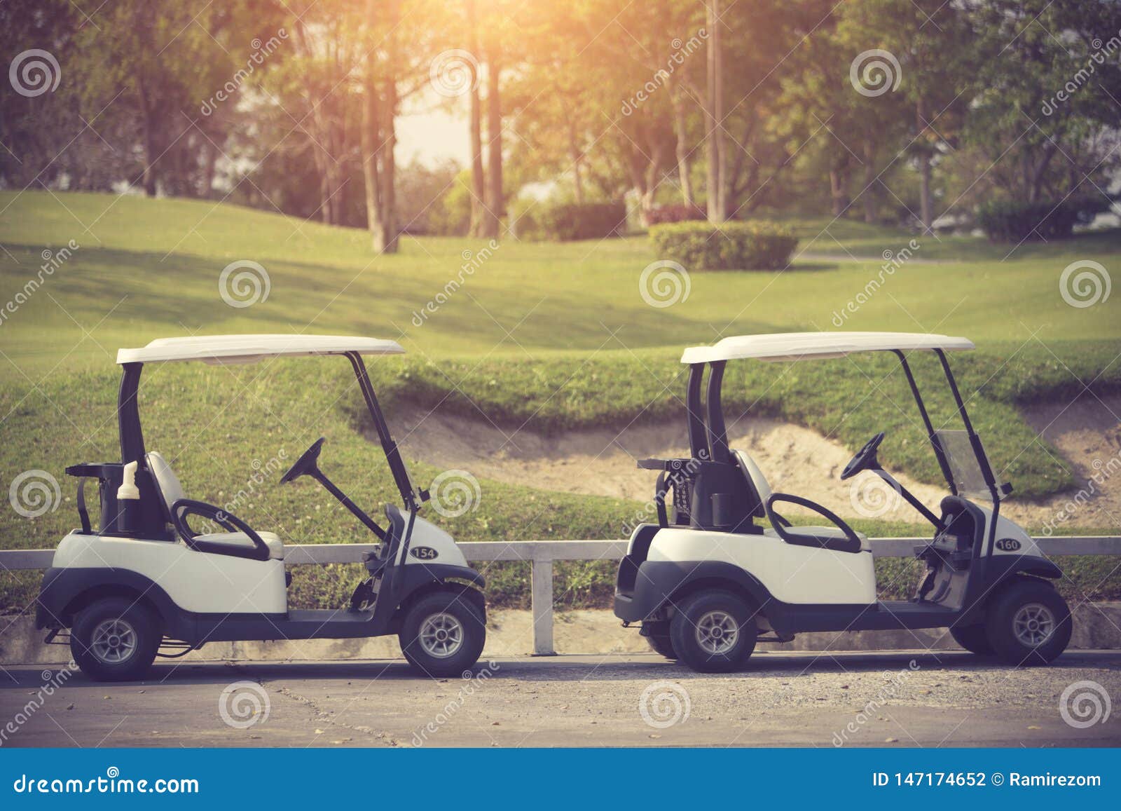 Golf Carts on a Golf Course Stock Photo - Image of activity, golf ...