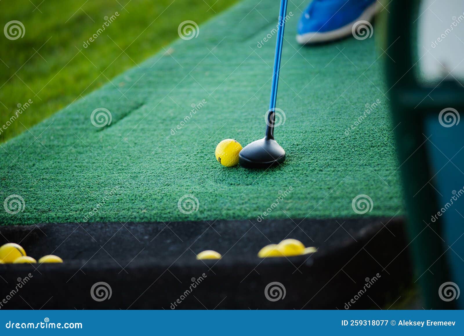 Golf Club and Ball on Green Grass, Close-up Stock Image - Image of ...