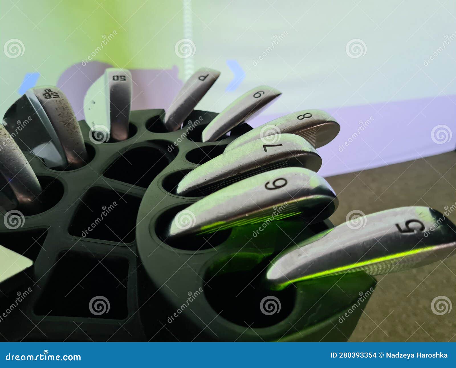 Golf Club and Golf Clubs on Golf Simulator Stock Photo - Image of ...