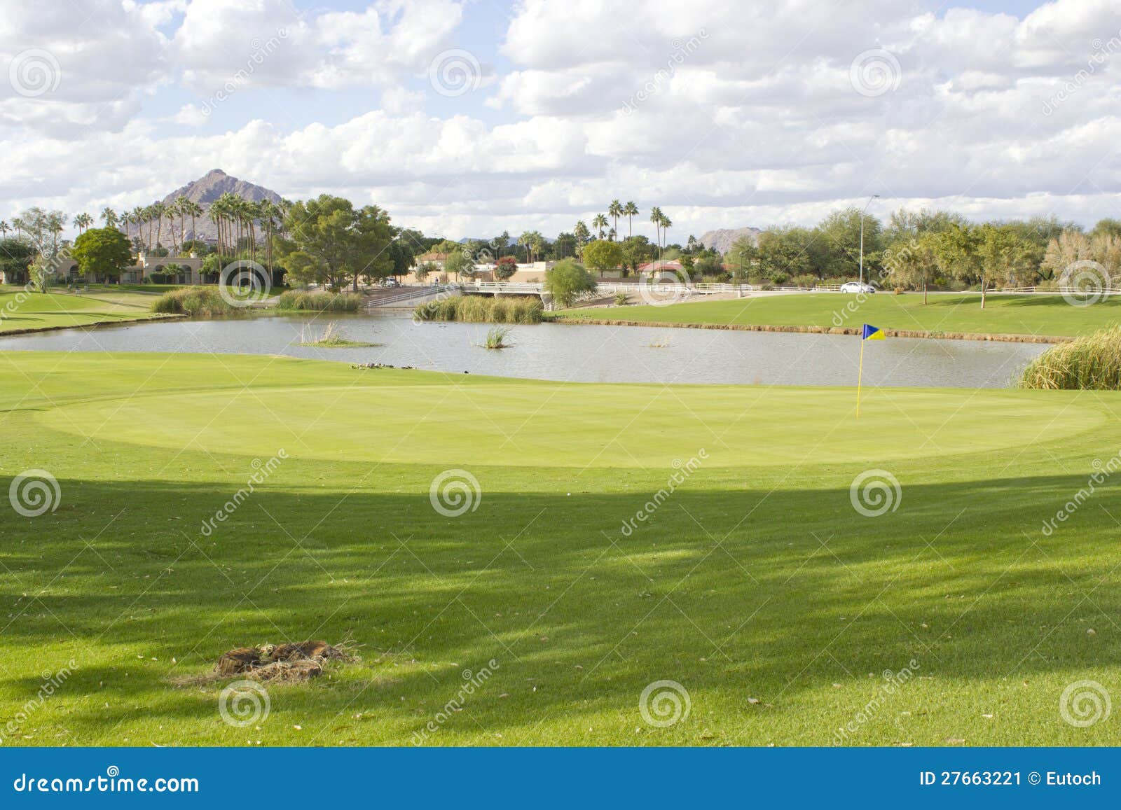 Golf Club field with pond stock image. Image of equipment - 27663221