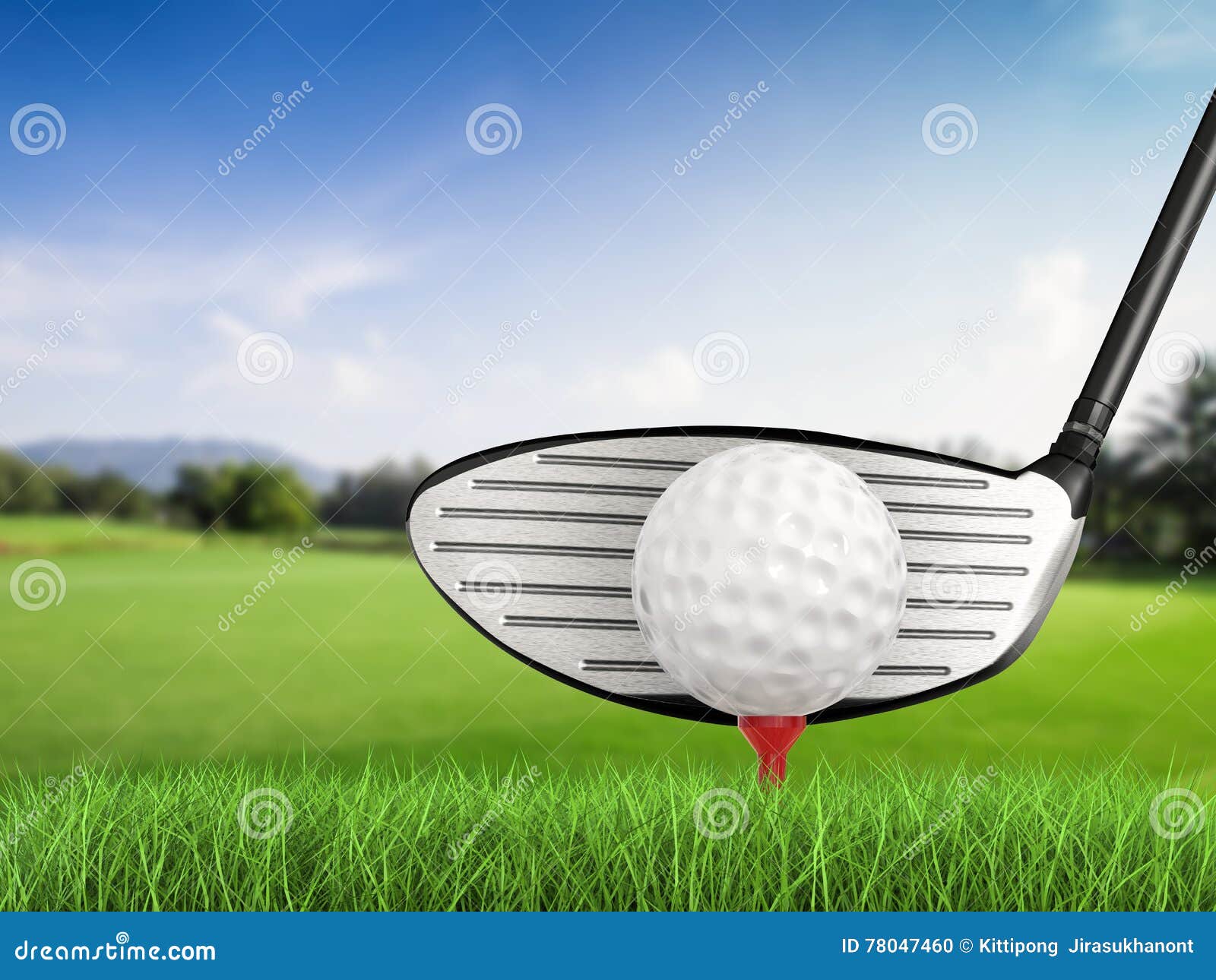 Golf Club with Golf Ball on Tee Side View Stock Photo - Image of ...