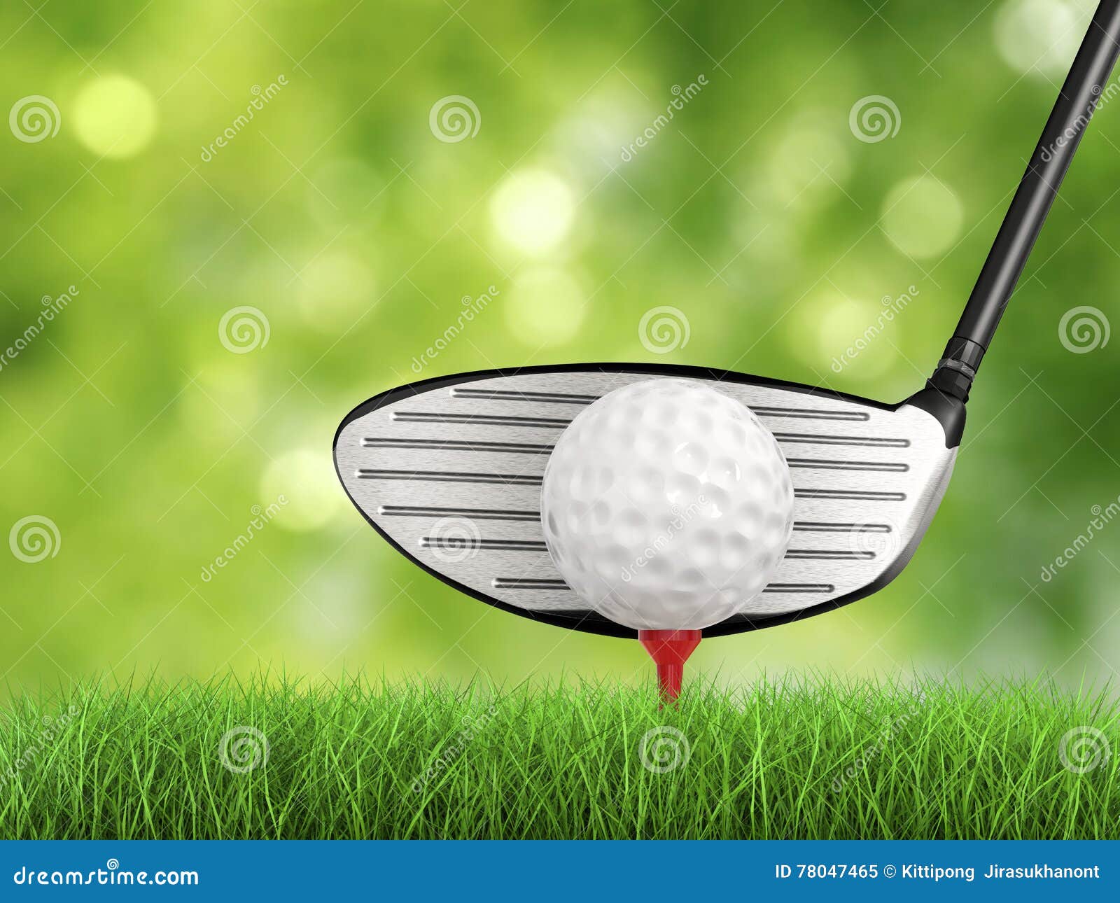 Golf Club with Golf Ball on Tee Side View Stock Image - Image of head ...