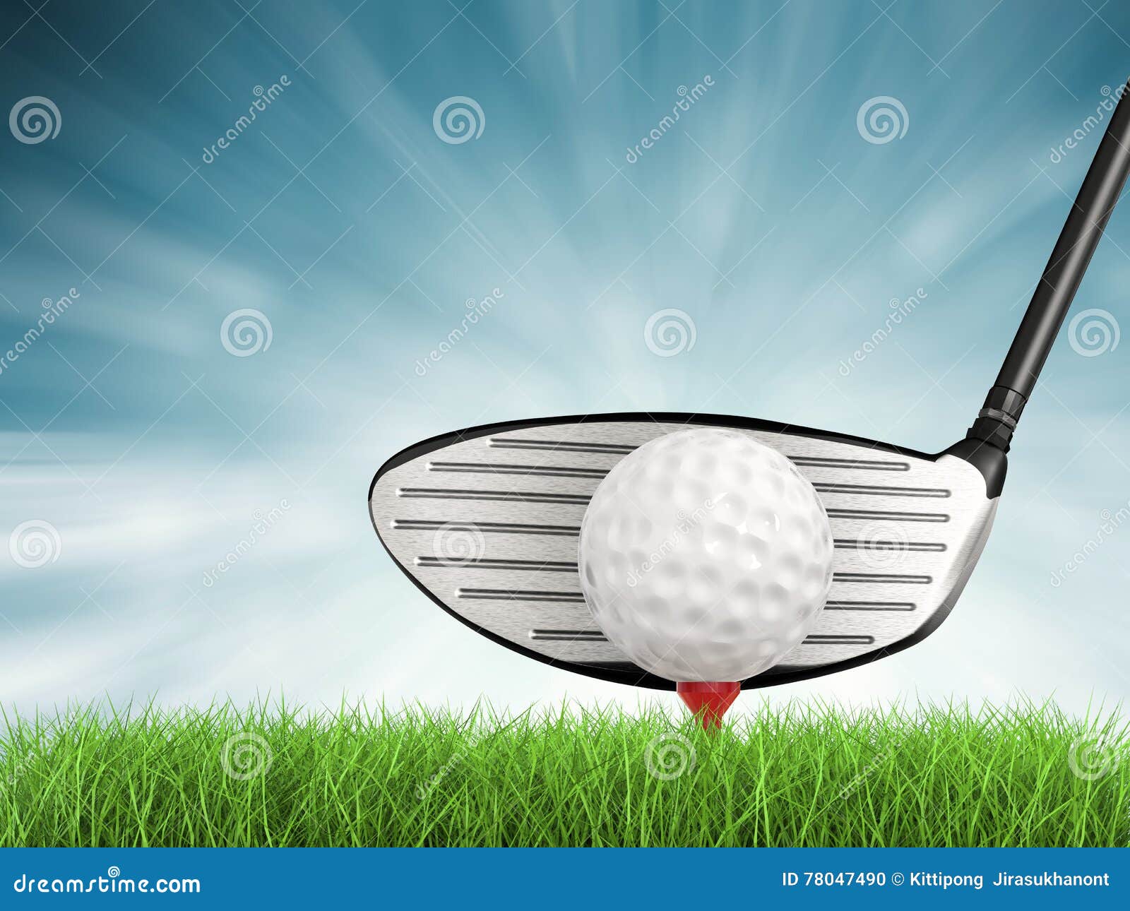Golf Club with Golf Ball on Tee Side View Stock Photo - Image of putt ...