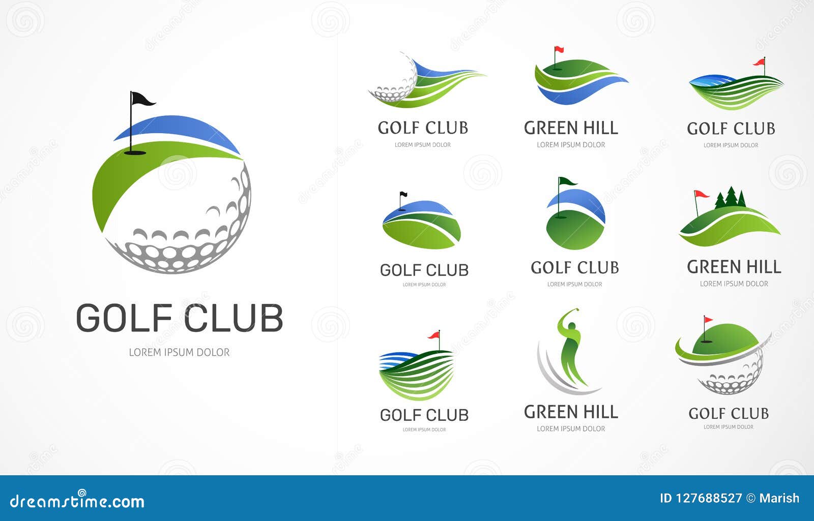 Golf Club Icons, Symbols, Elements and Logo Collection Stock Vector ...