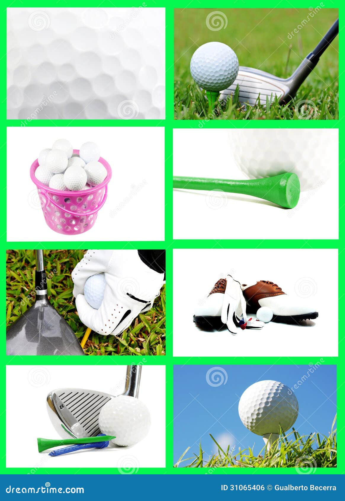 Golf-Collage stockfoto. Bild von collage, gras, gruppe - 31065406