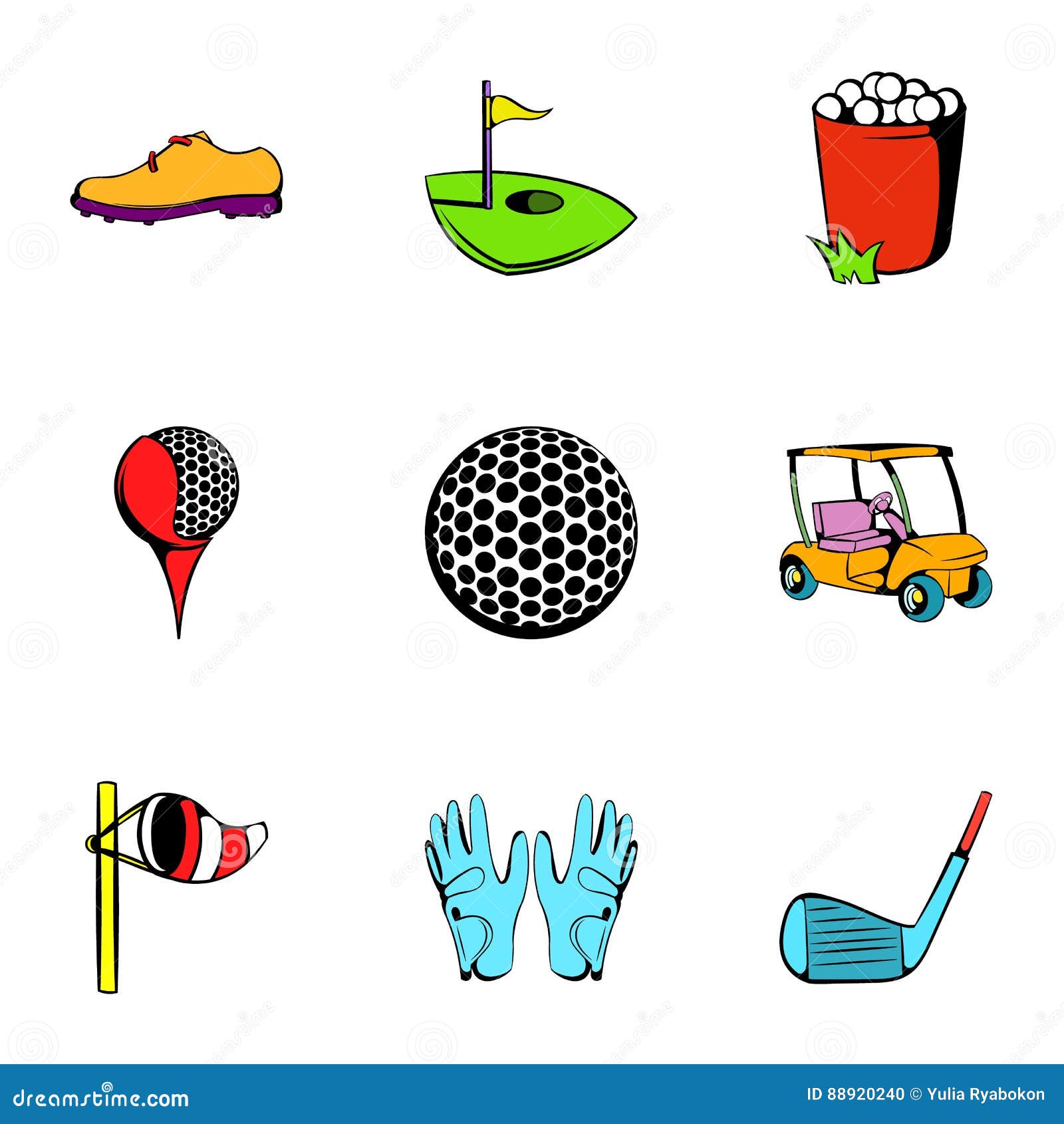 Golf Competition Icons Set, Cartoon Style Stock Vector - Illustration ...