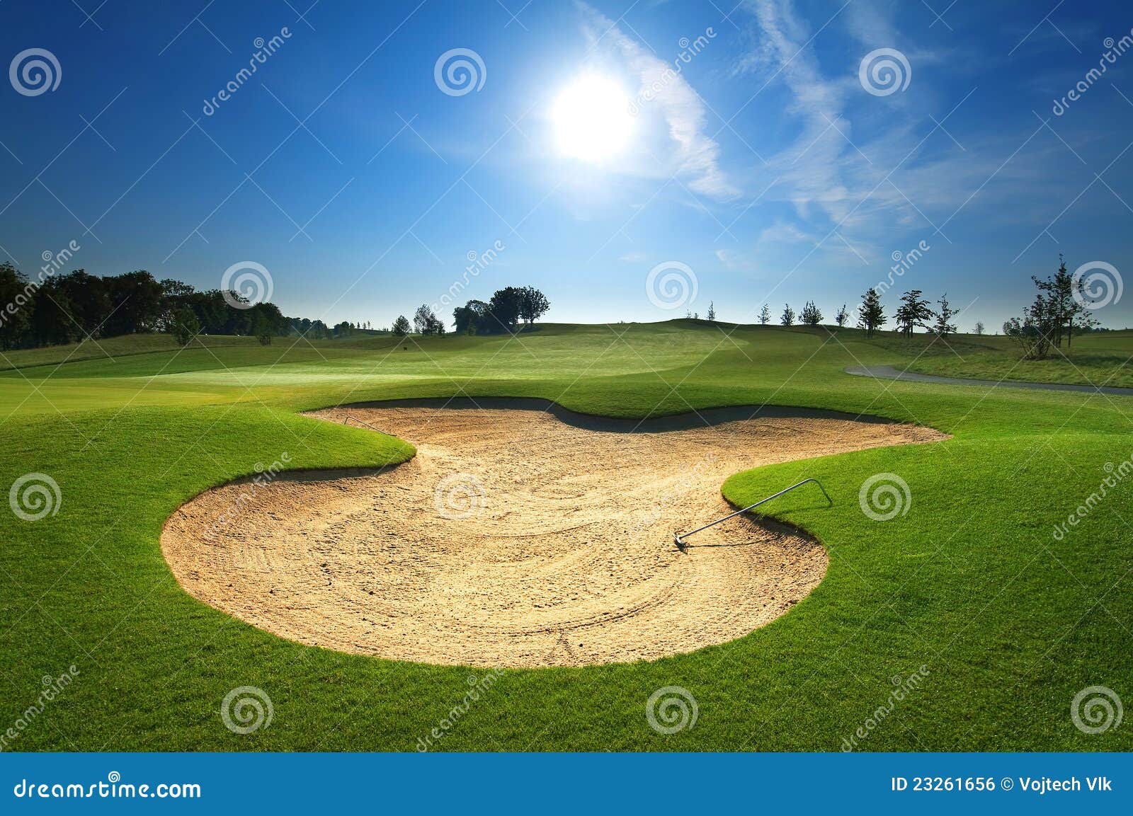 Golf Course Hole Flagstick Fairway Landscape Royalty-Free Stock ...