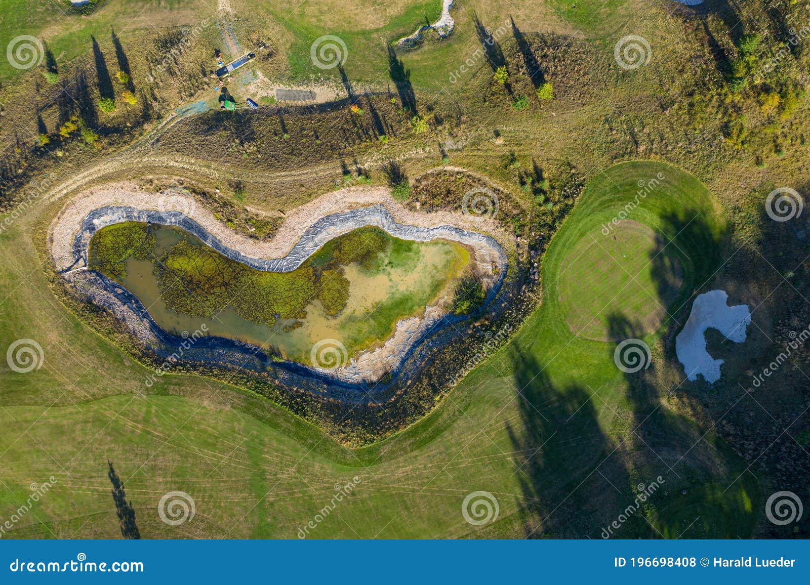 Golf course from above stock photo. Image of competition - 196698408