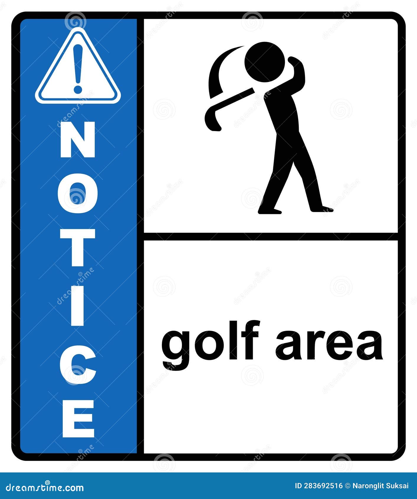 Golf Course,golf Area Notice Sign Stock Vector - Illustration of alert ...