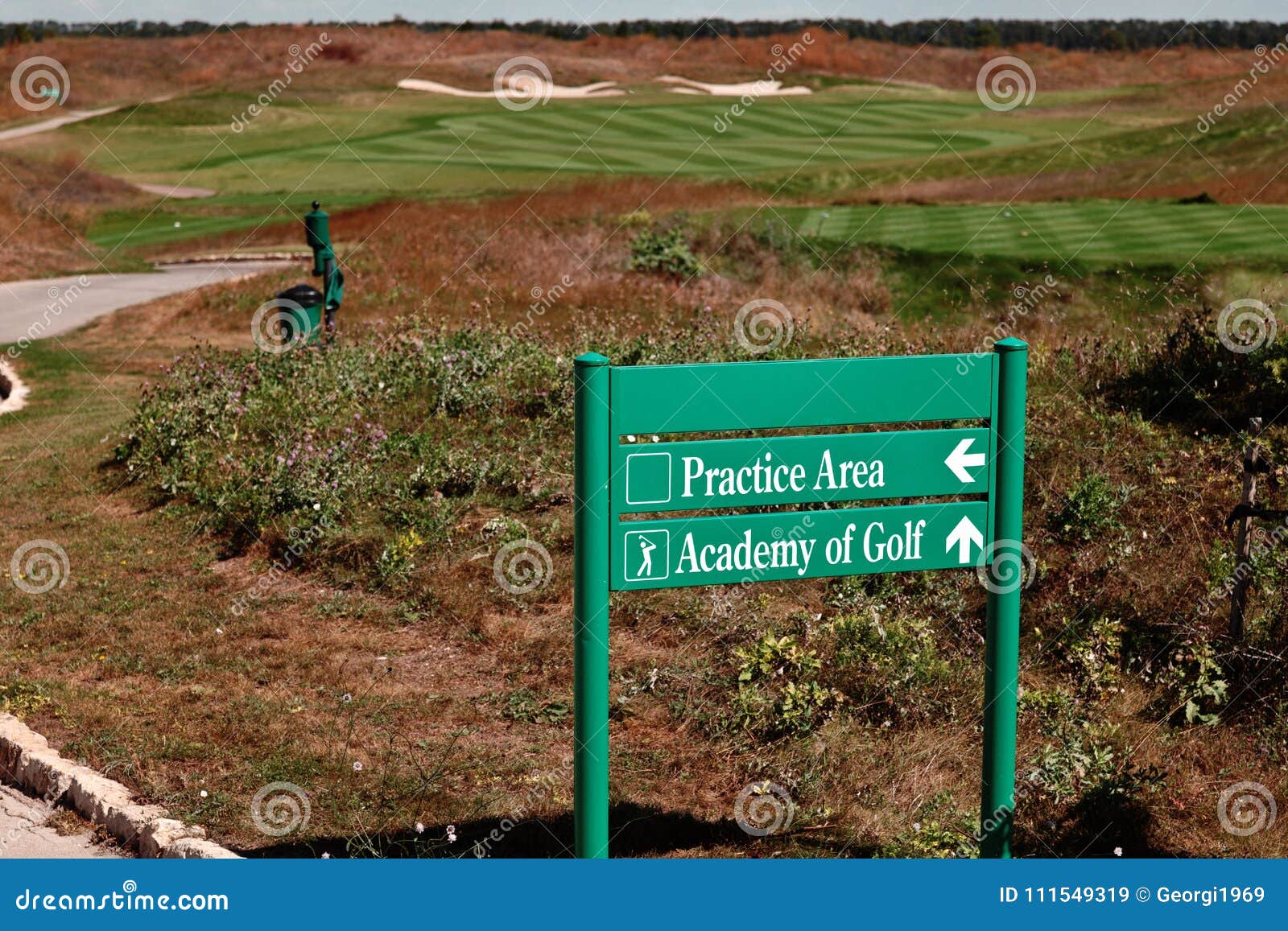 Golf Course and Banner Plate Stock Image - Image of green, summer ...