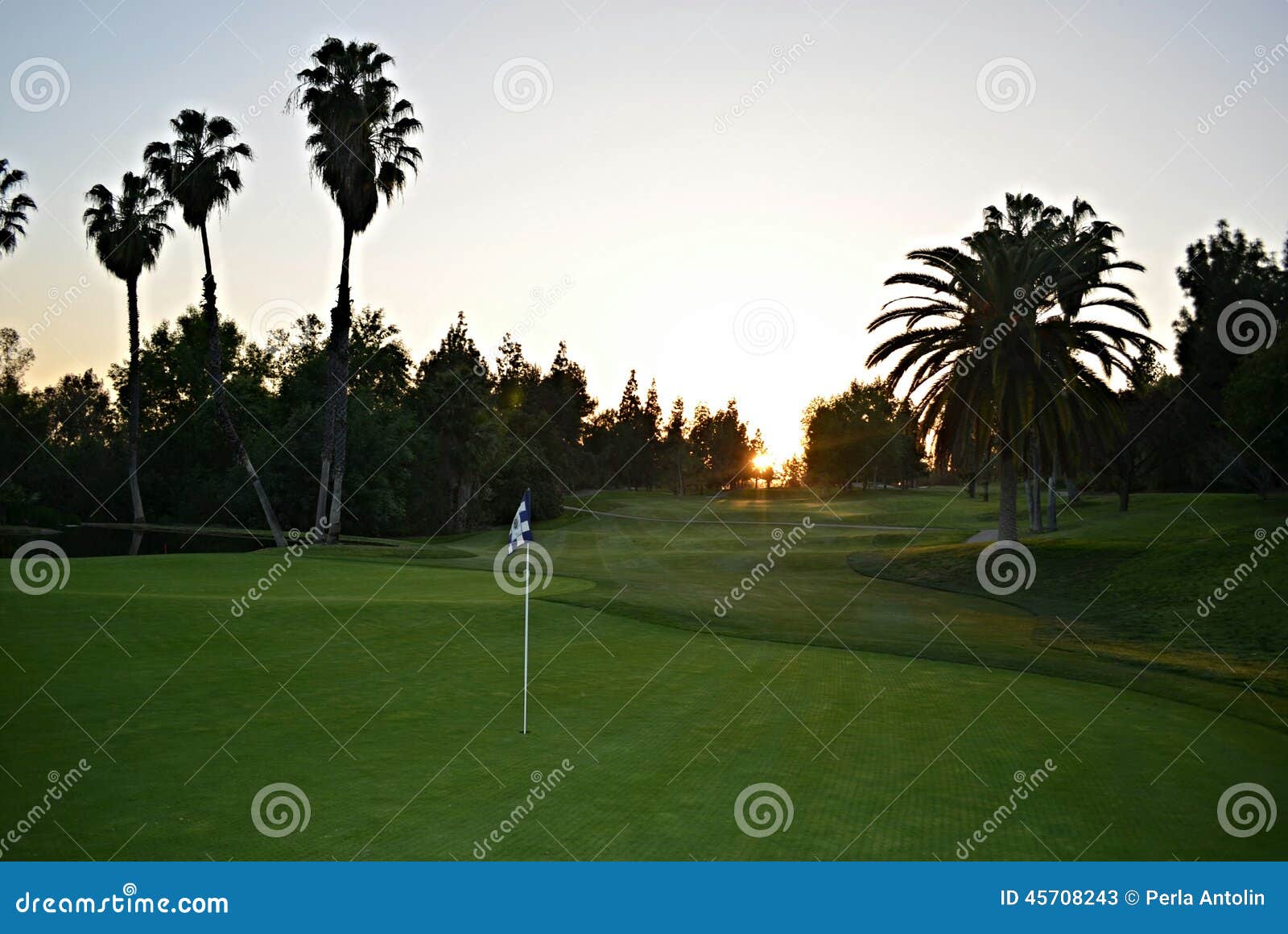 Golf Course stock image. Image of sunset, nature, golf - 45708243