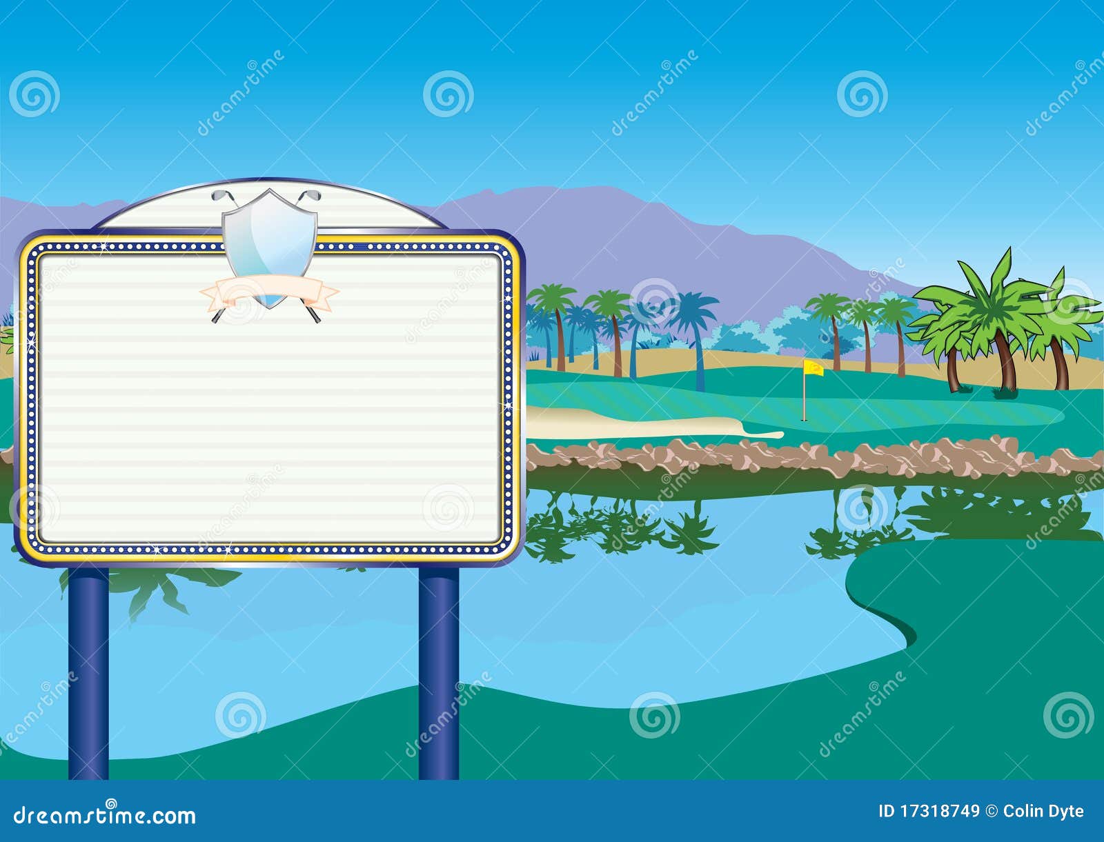 Golf Course with Billboard/Scoreboard Stock Vector - Illustration of ...