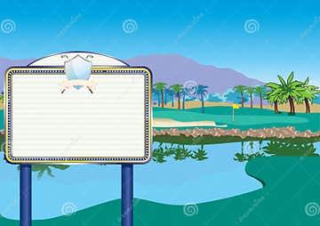 Golf Course with Billboard/Scoreboard Stock Vector - Illustration of ...