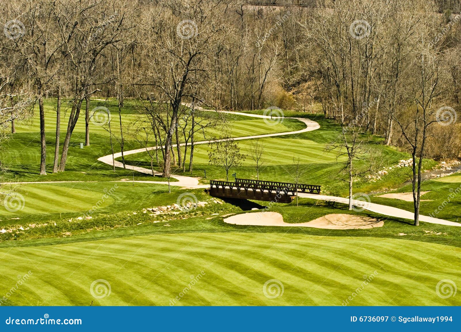 Golf course bridge scene stock image. Image of grid, spectator - 6736097