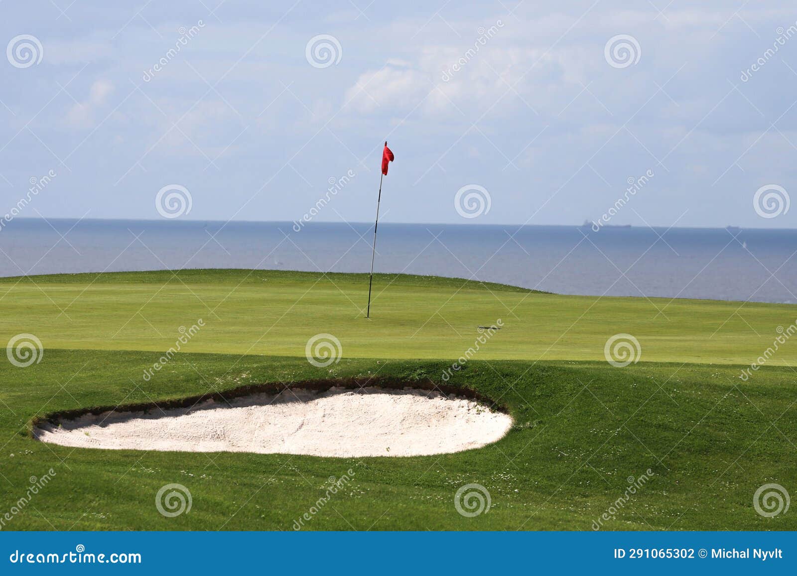 Golf course with bunker stock photo. Image of resort - 291065302
