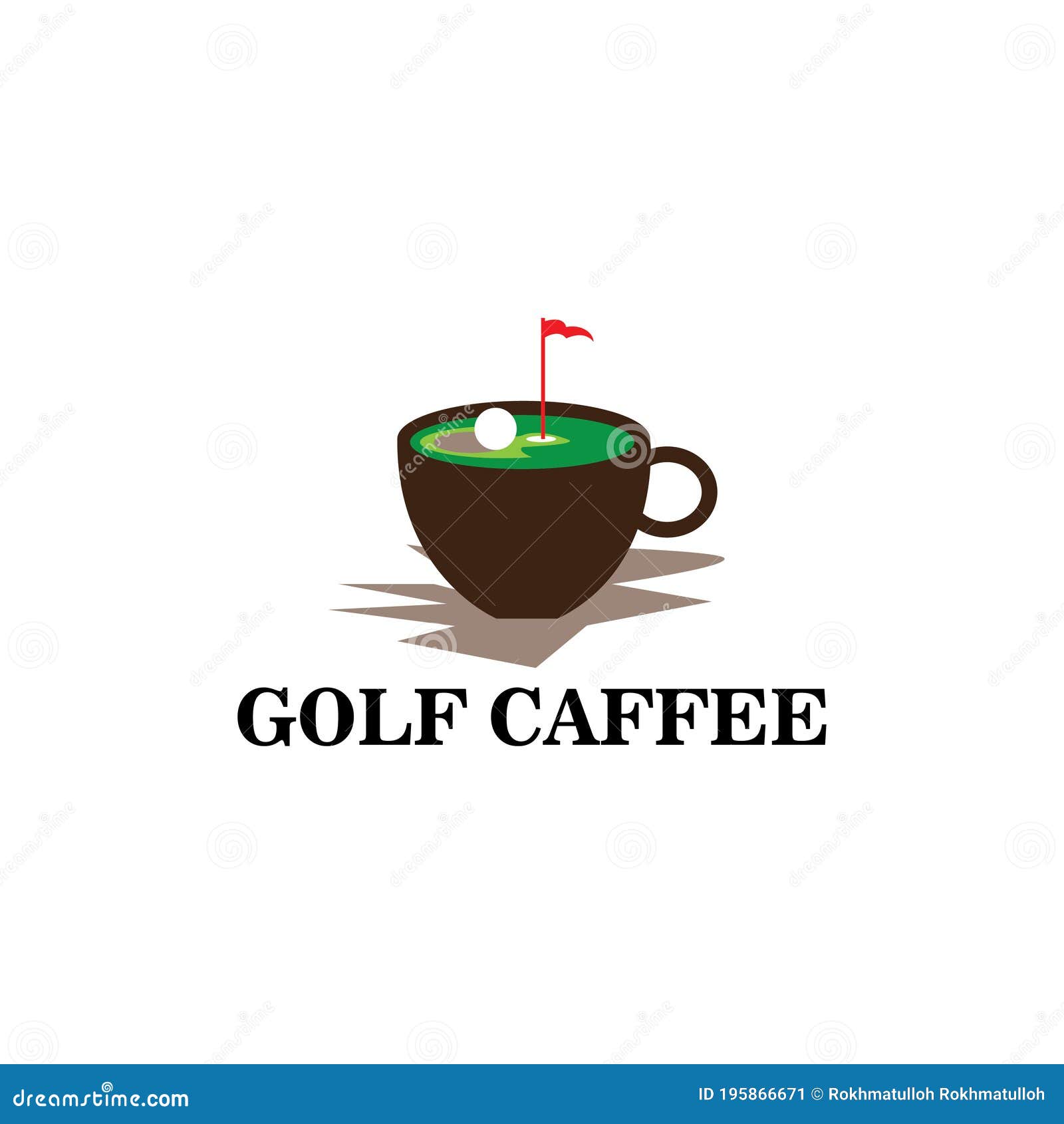 Golf Course Cafe Logo Illustration of Cup of Coffee, Vector Design ...