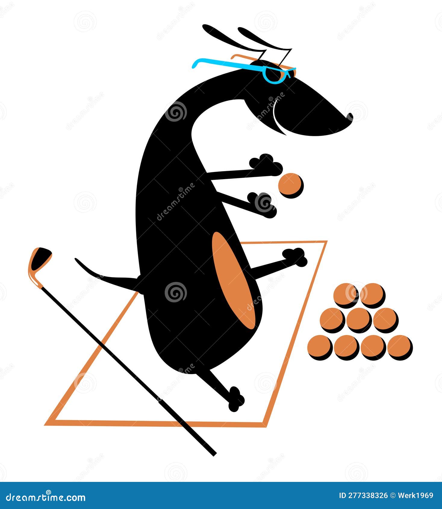 Dog playing golf stock illustration. Illustration of profession - 277338326