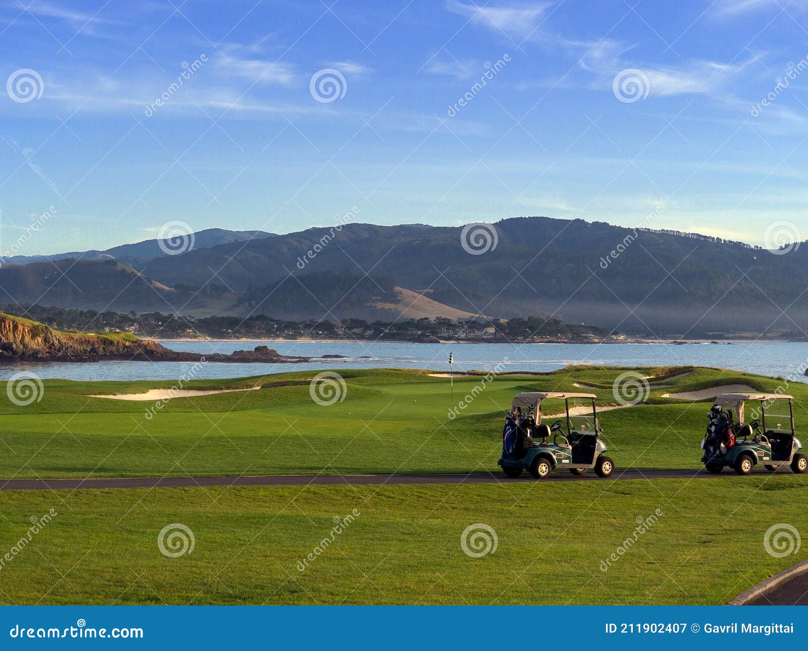 Golf course and golf carts stock image. Image of aristocracy - 211902407