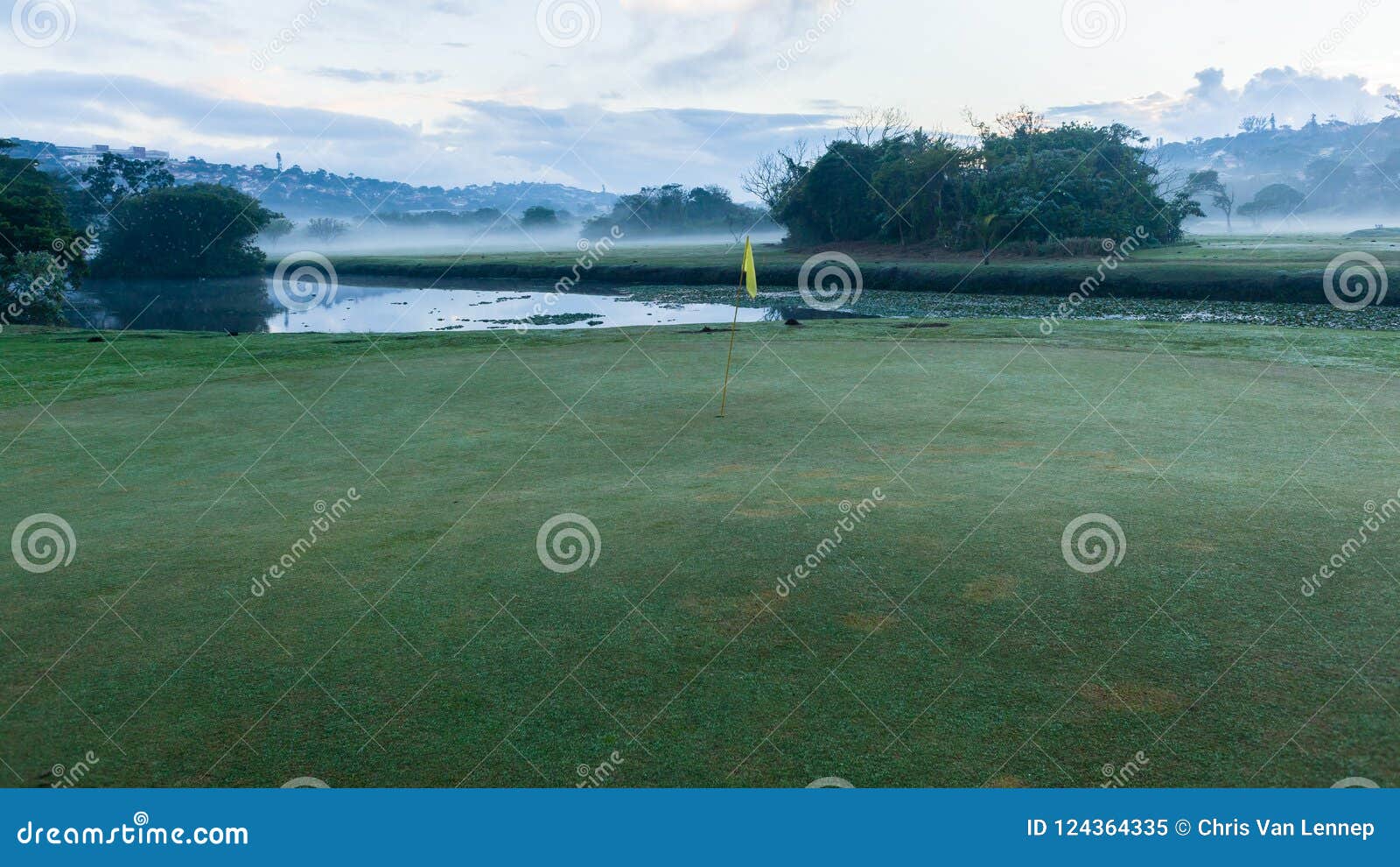 Golf Course Dawn Mist Water Landscape Stock Image - Image of durban ...