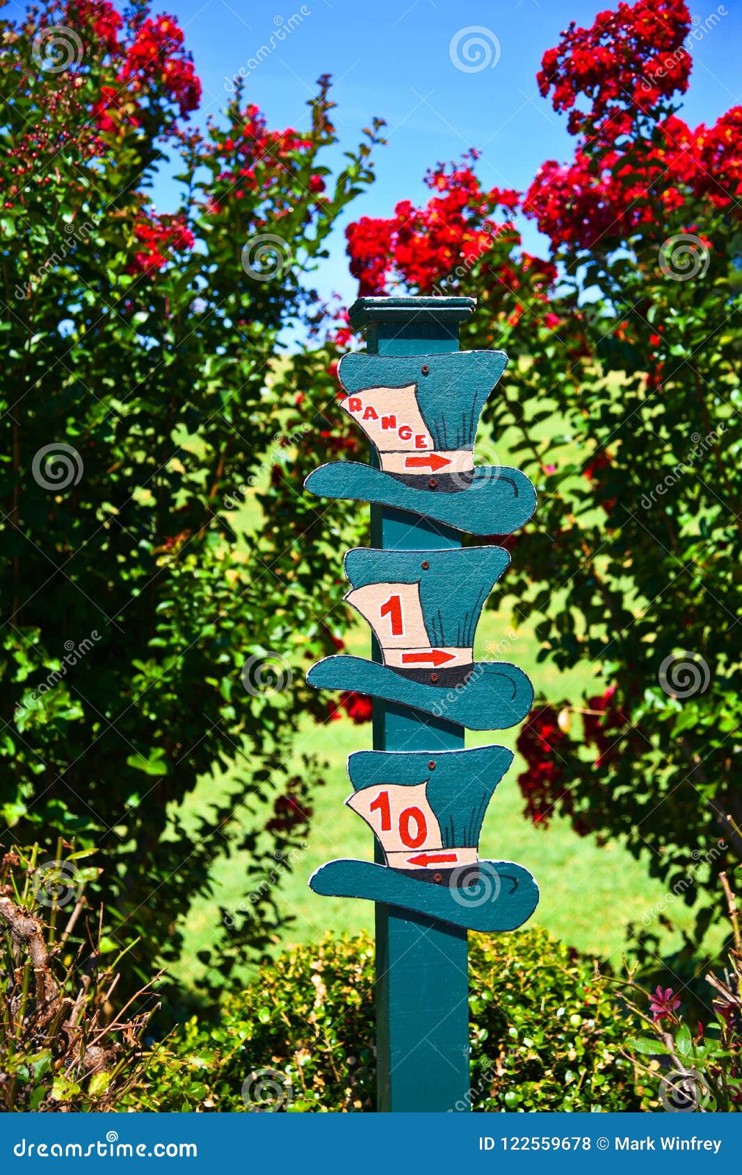 Golf Course Direction Sign stock photo. Image of sign - 122559678